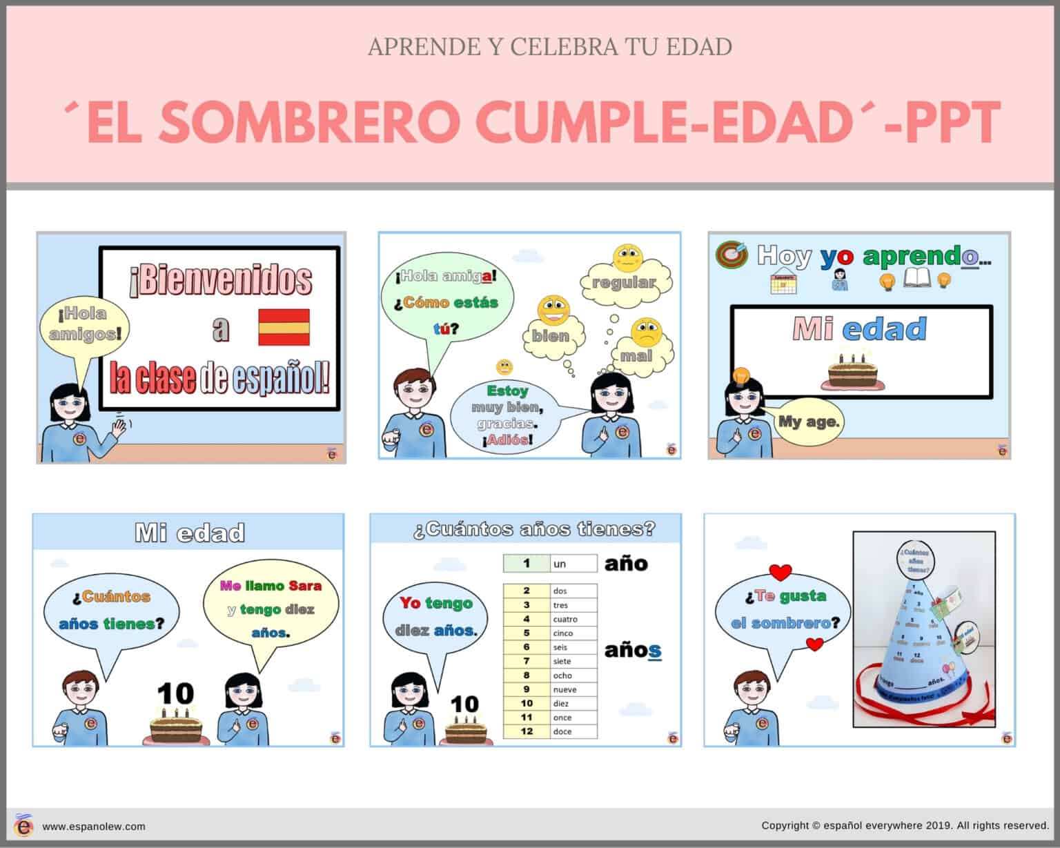 sombrero cumple-edad PPT (2) | español everywhere