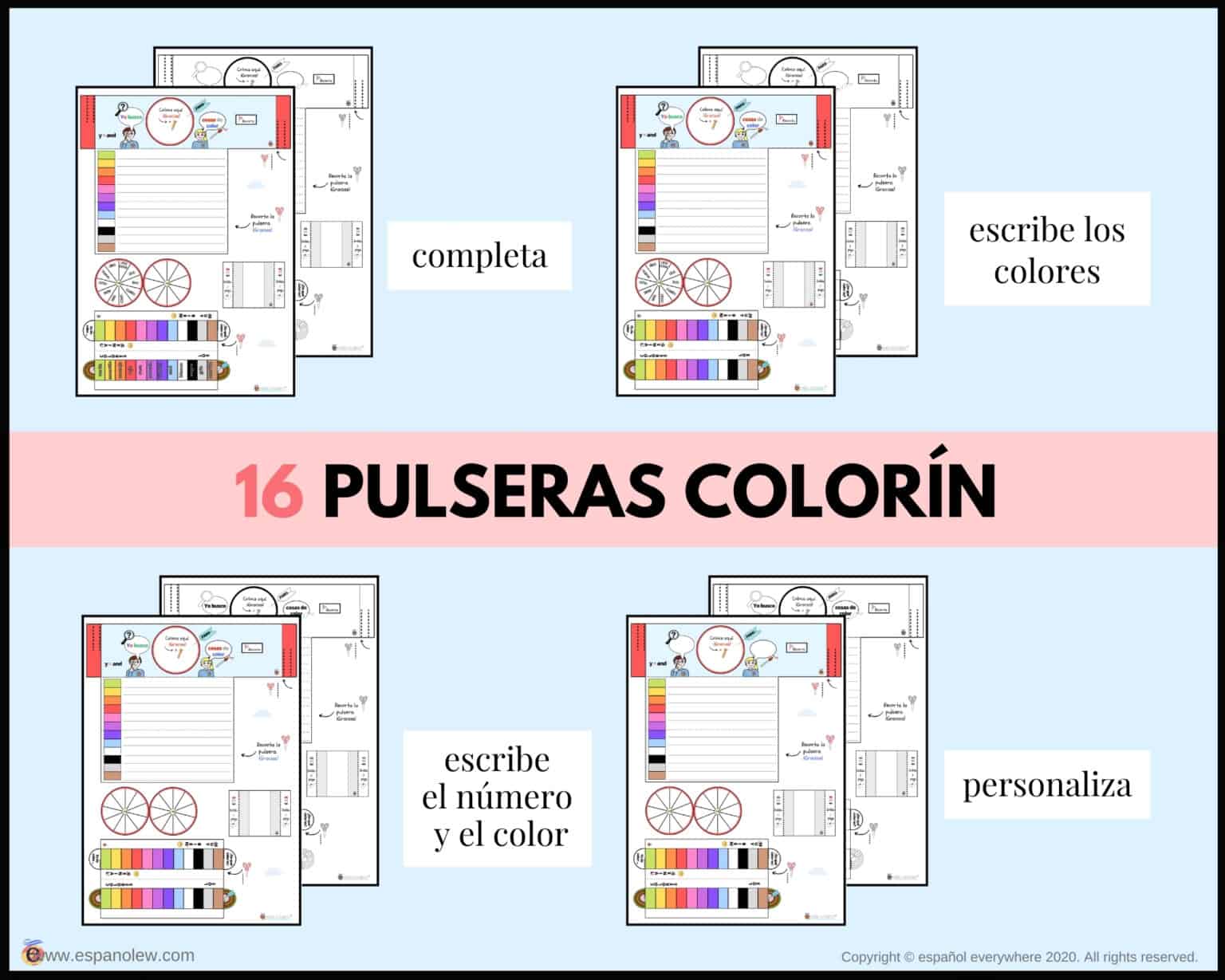 | 🌈´Pulseras Colorín´. Manualidades, Fichas Y Juegos Para Colores Y ...