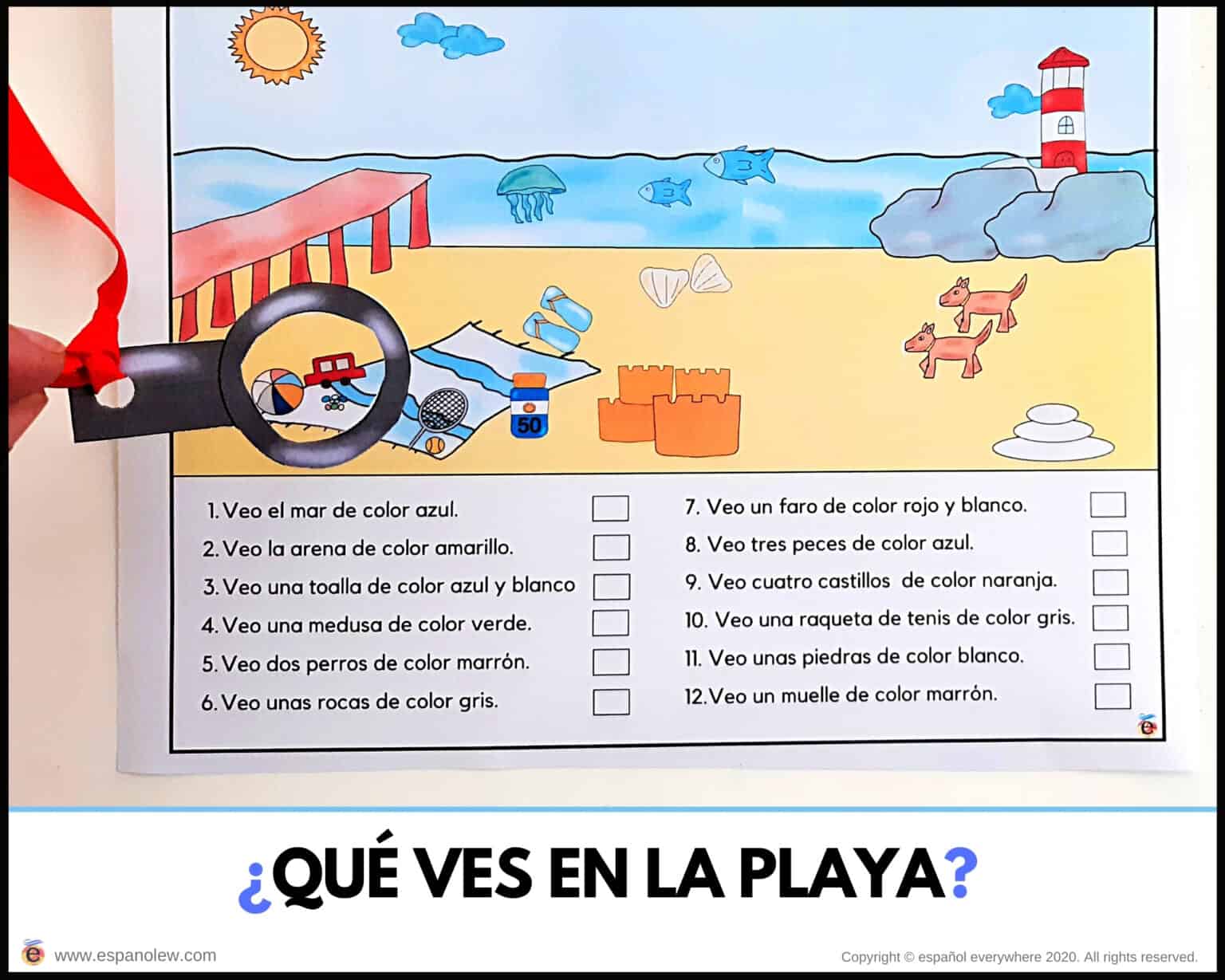 💻 ´Ficha-carnet de verano´- Vocabulario, colores, tarjetas y juegos PPT