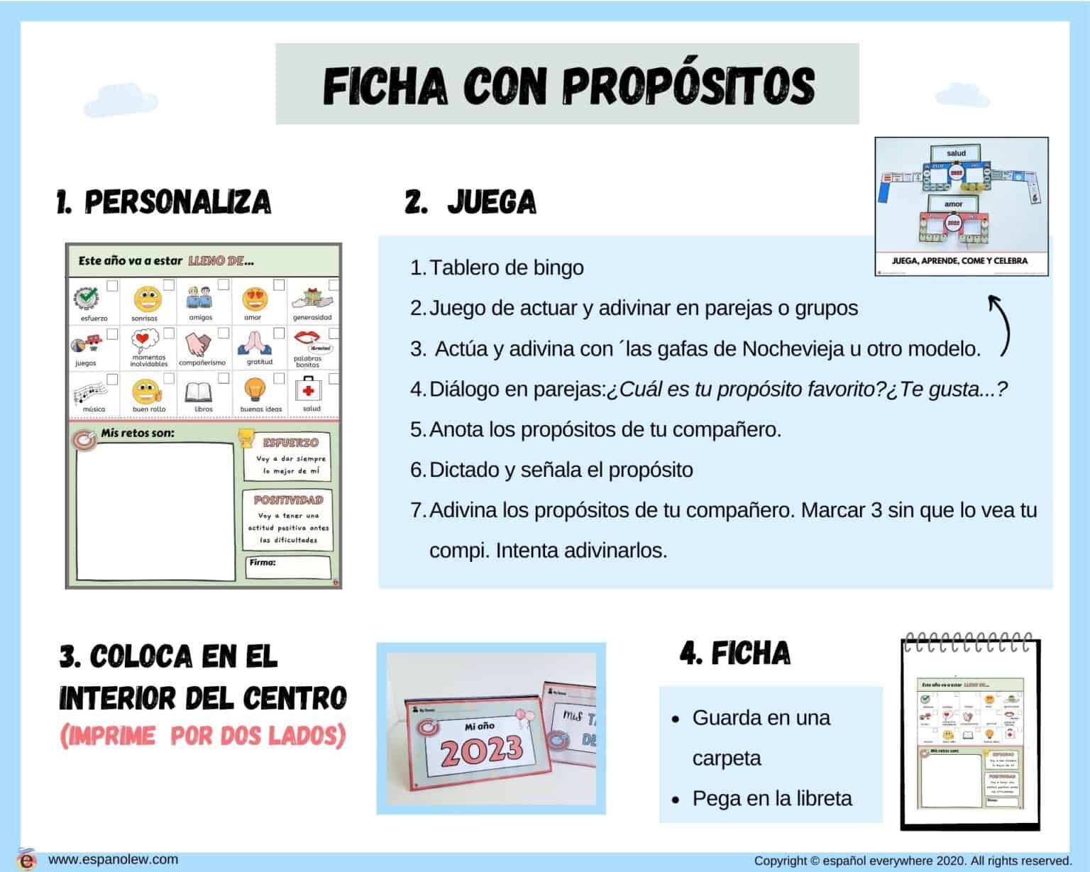 Propósitos de Año Nuevo para niños. Propósitos Año Nuevo clase ELE ...