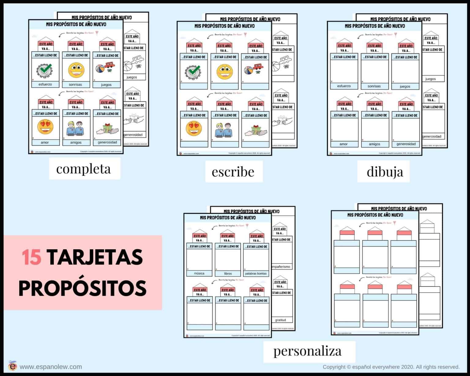 Propósitos de Año Nuevo para niños. Propósitos Año Nuevo clase ELE ...