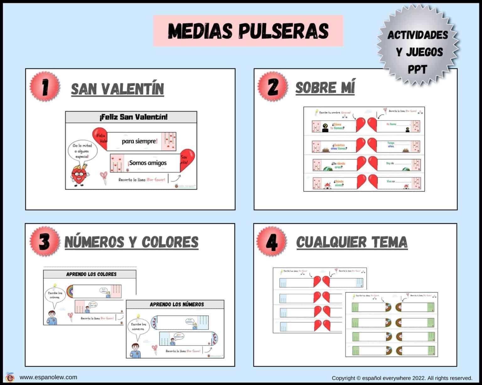 💻 LAS MEDIAS-PULSERAS. Actividades para San Valentín, y repaso de ...