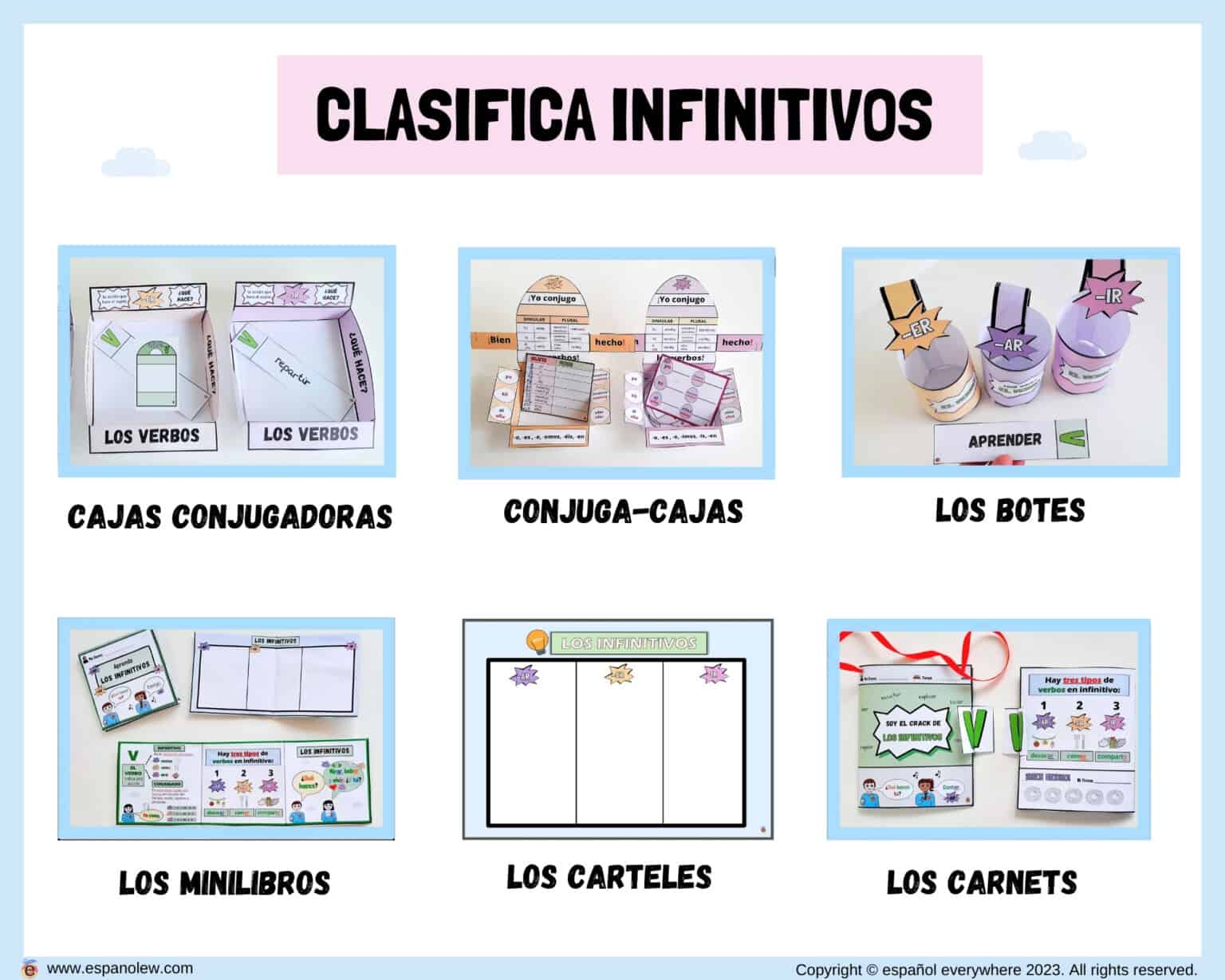 Actividades con verbos. Juegos con infinitivos para niños en la clase ...