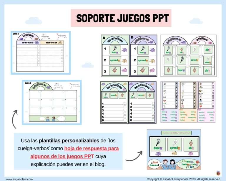 Juegos PPT cuelga-verbos. cómo enseñar la conjugación. ejercicios de ...