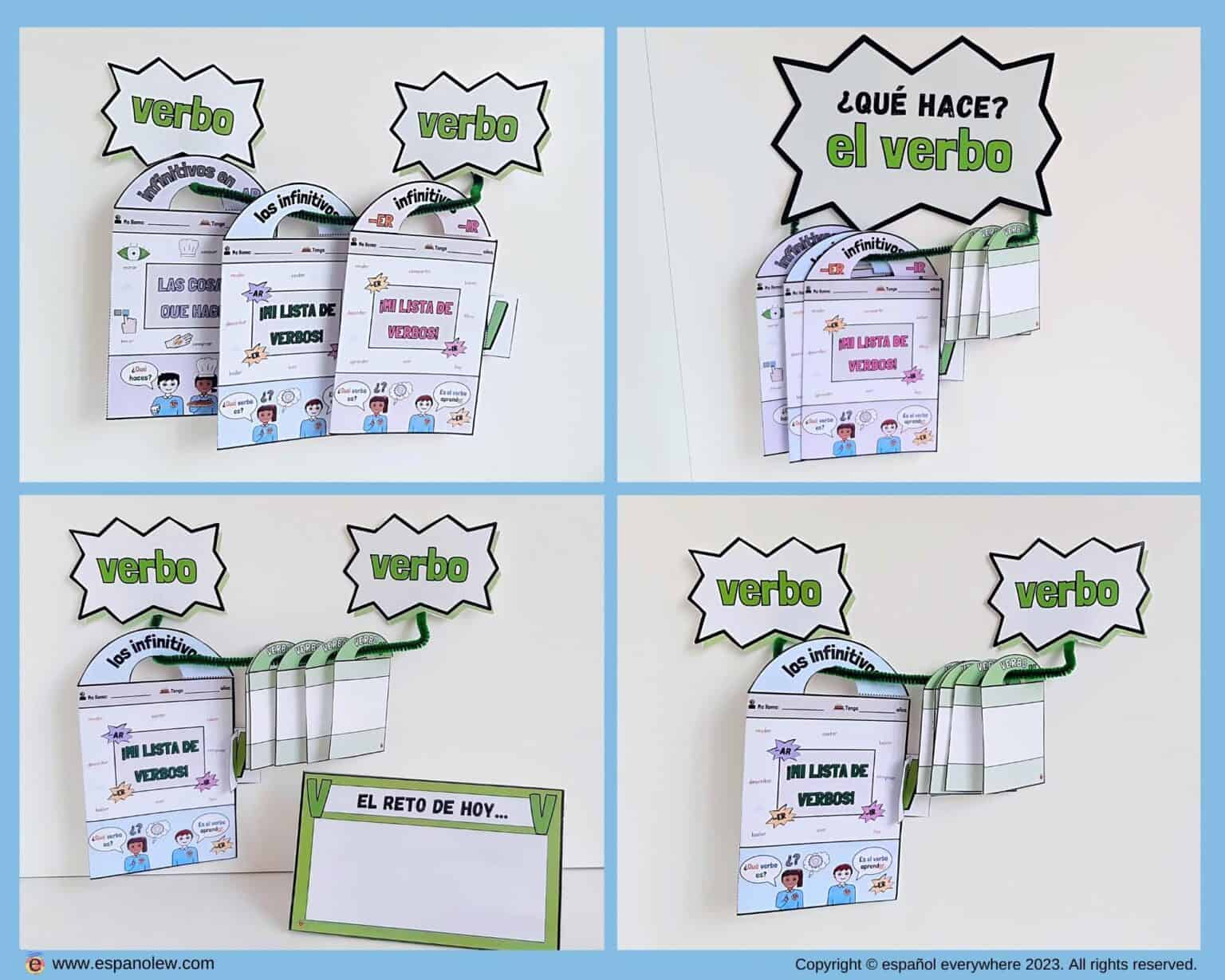 💻 ´Cuelga-verbos I´- Actividades, juegos y minilibros con verbos.