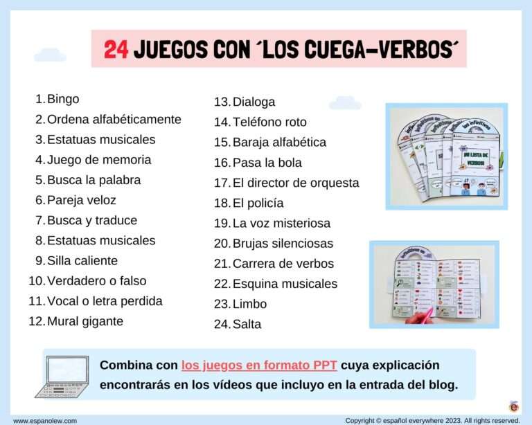 💻 ´Cuelga-verbos I´- Actividades, juegos y minilibros con verbos.
