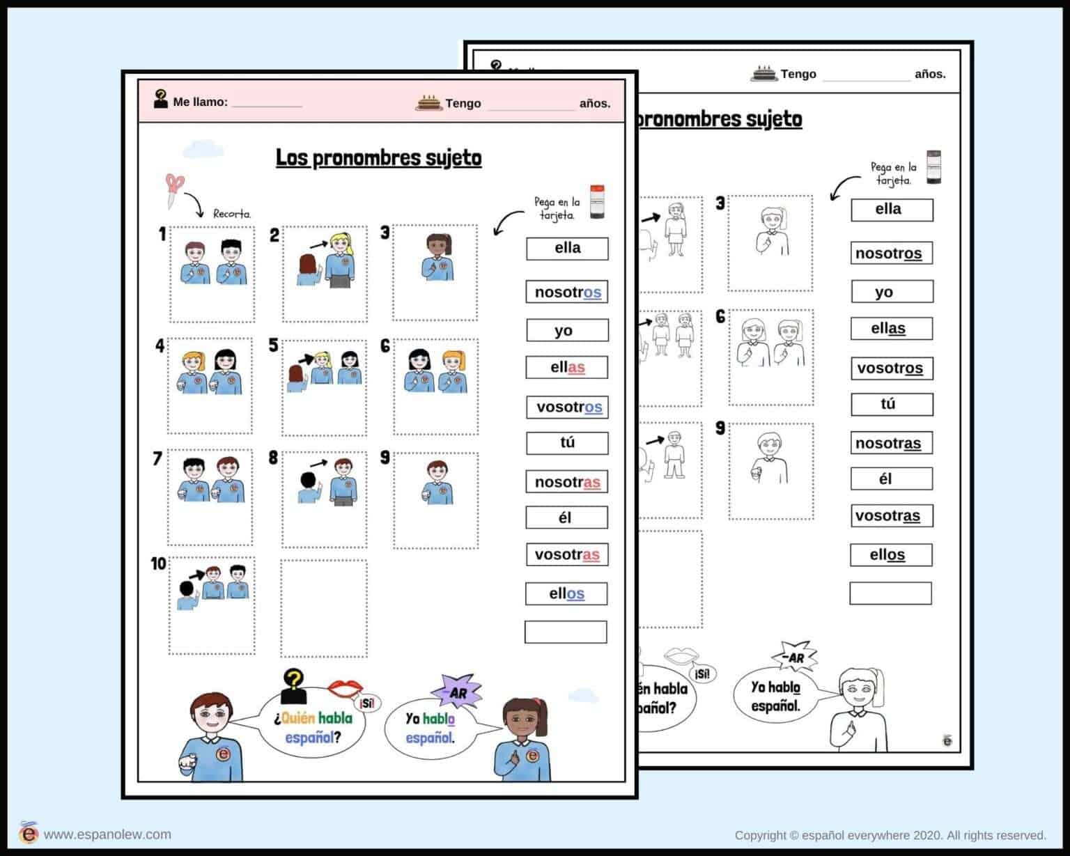 💻 ´Rincón sujeto (I)´- Actividades, juegos y minilibros con pronombres ...