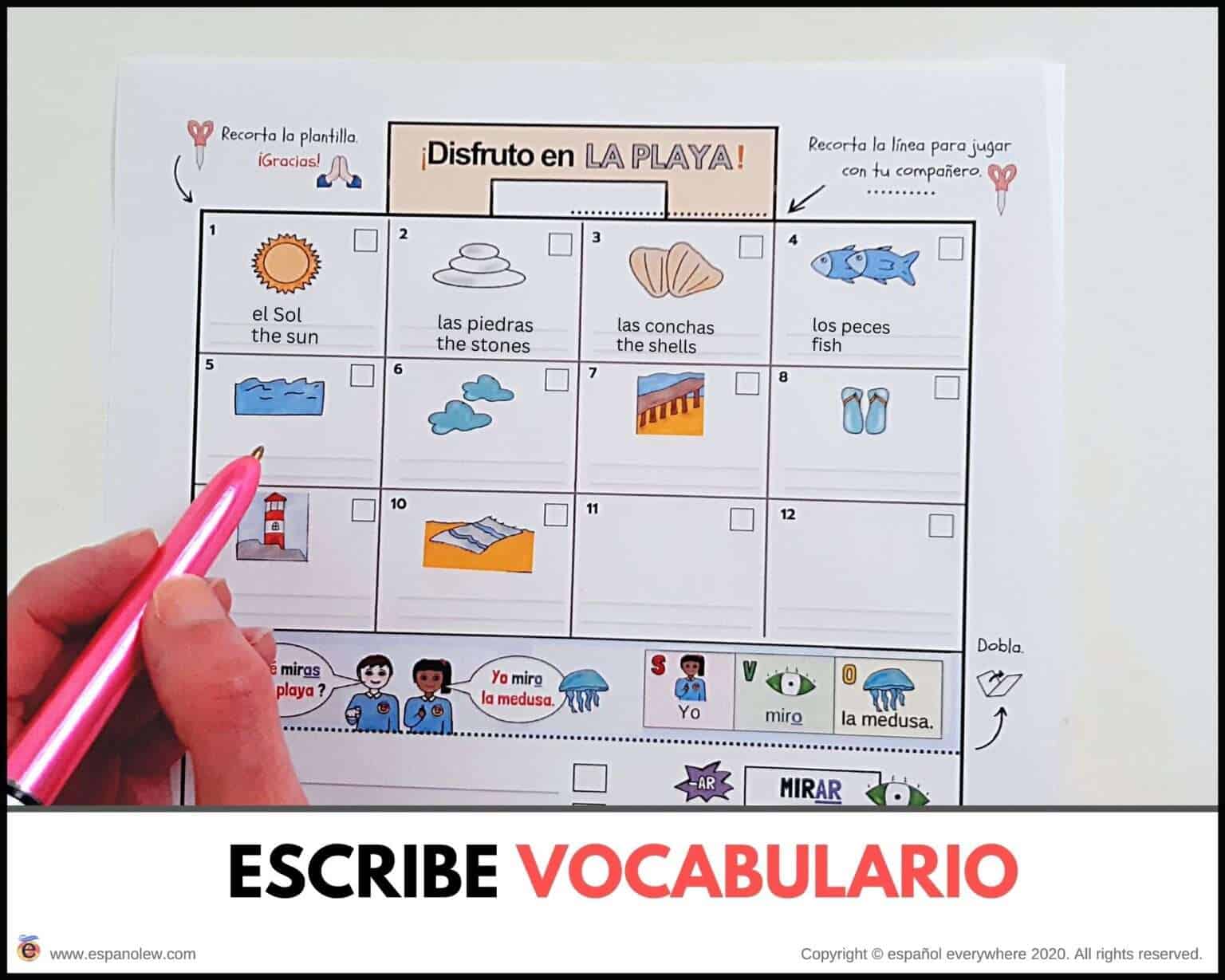 Vocabulario de las vacaciones en la playa. Qué cosas hay en la playa ...