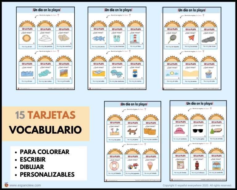 Vocabulario de las vacaciones en la playa. Qué cosas hay en la playa ...