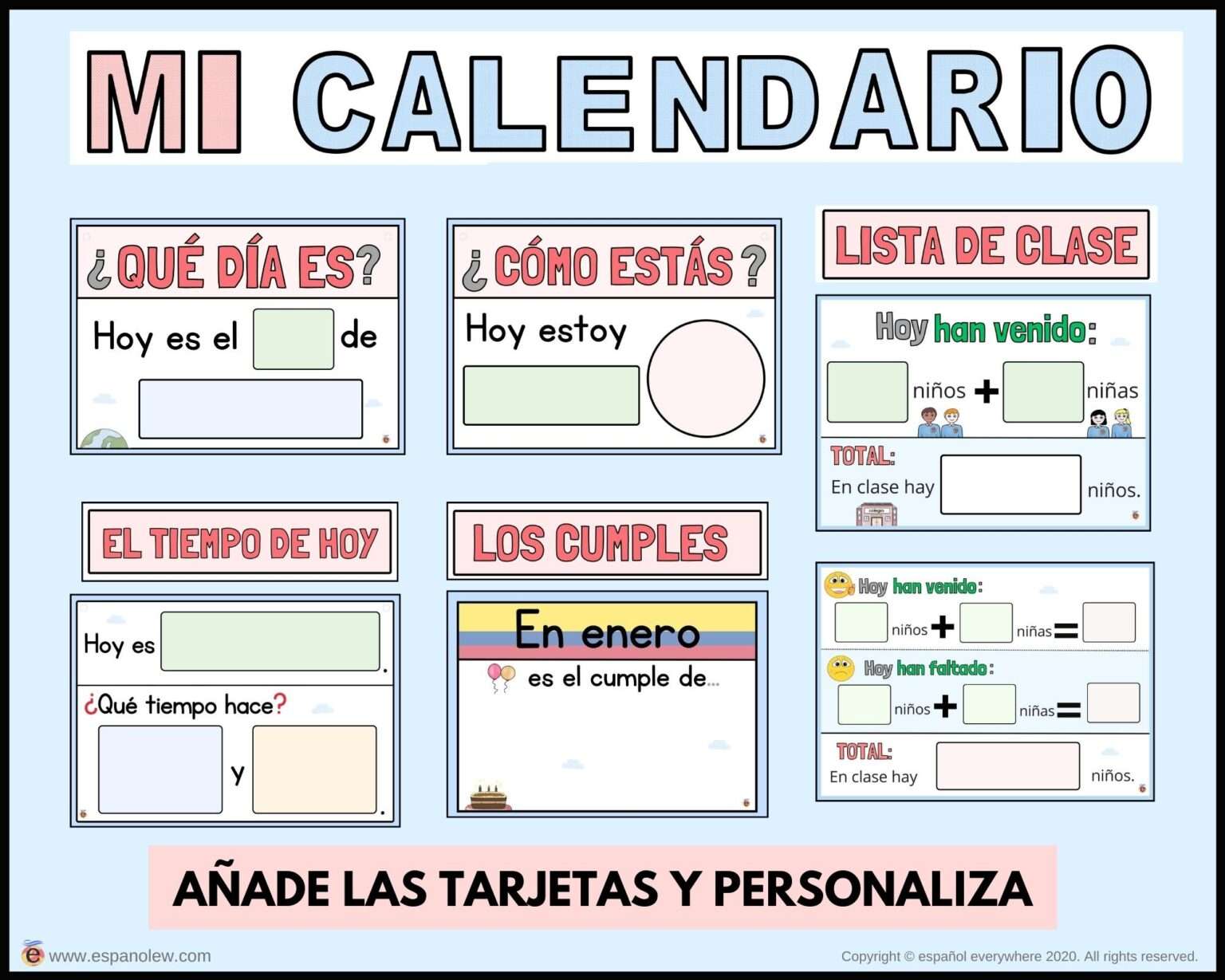 Calendario en la clase de español. Rutinas en clase de ELE para niños ...