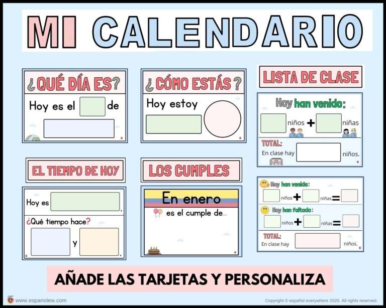 Calendario en la clase de español. Rutinas en clase de ELE para niños ...