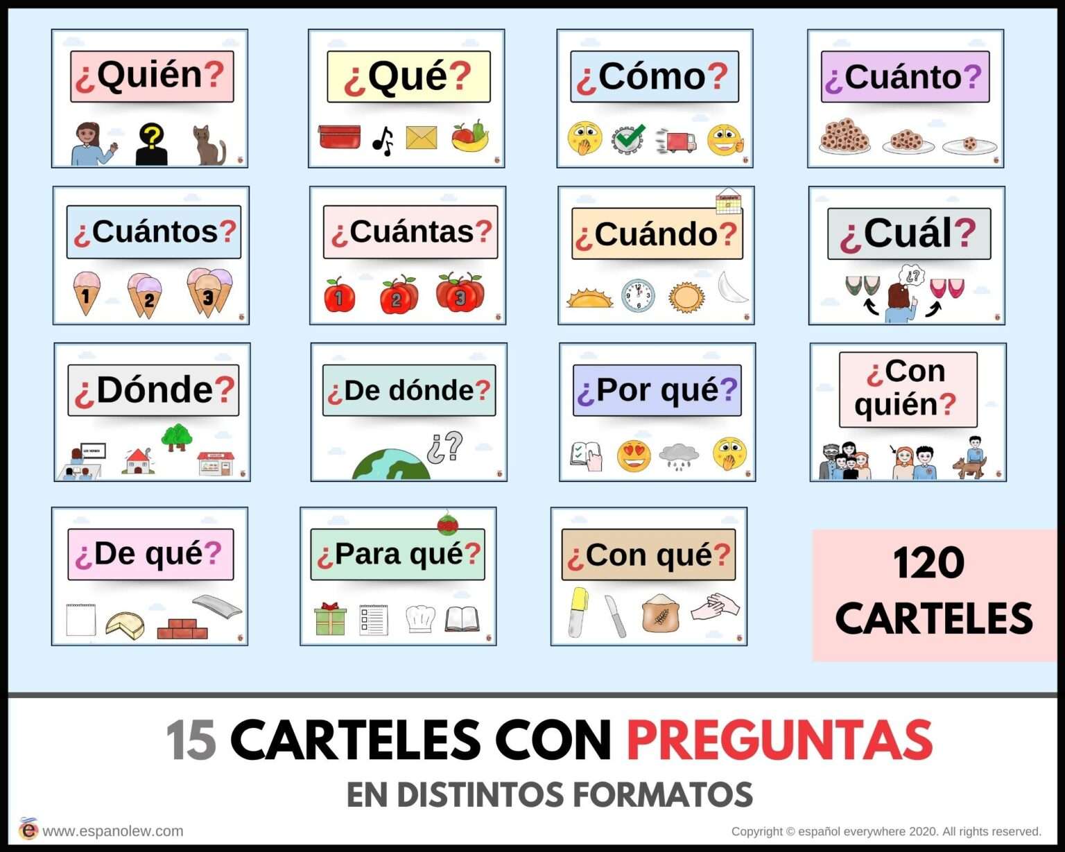 Carteles con palabras para formular preguntas. Letreros de Palabras ...