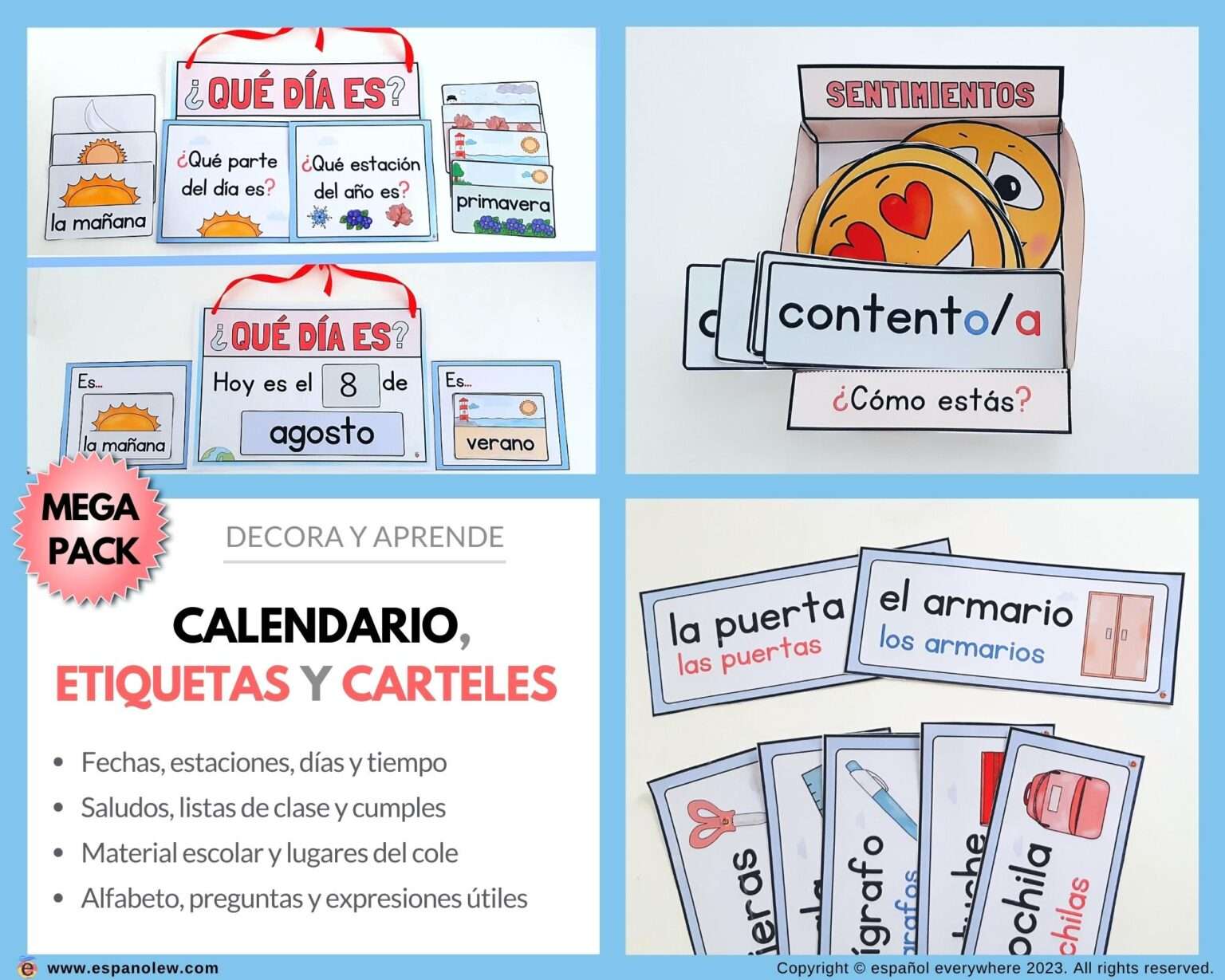Carteles para decorar el aula de Primaria. Calendario, etiquetas y ...