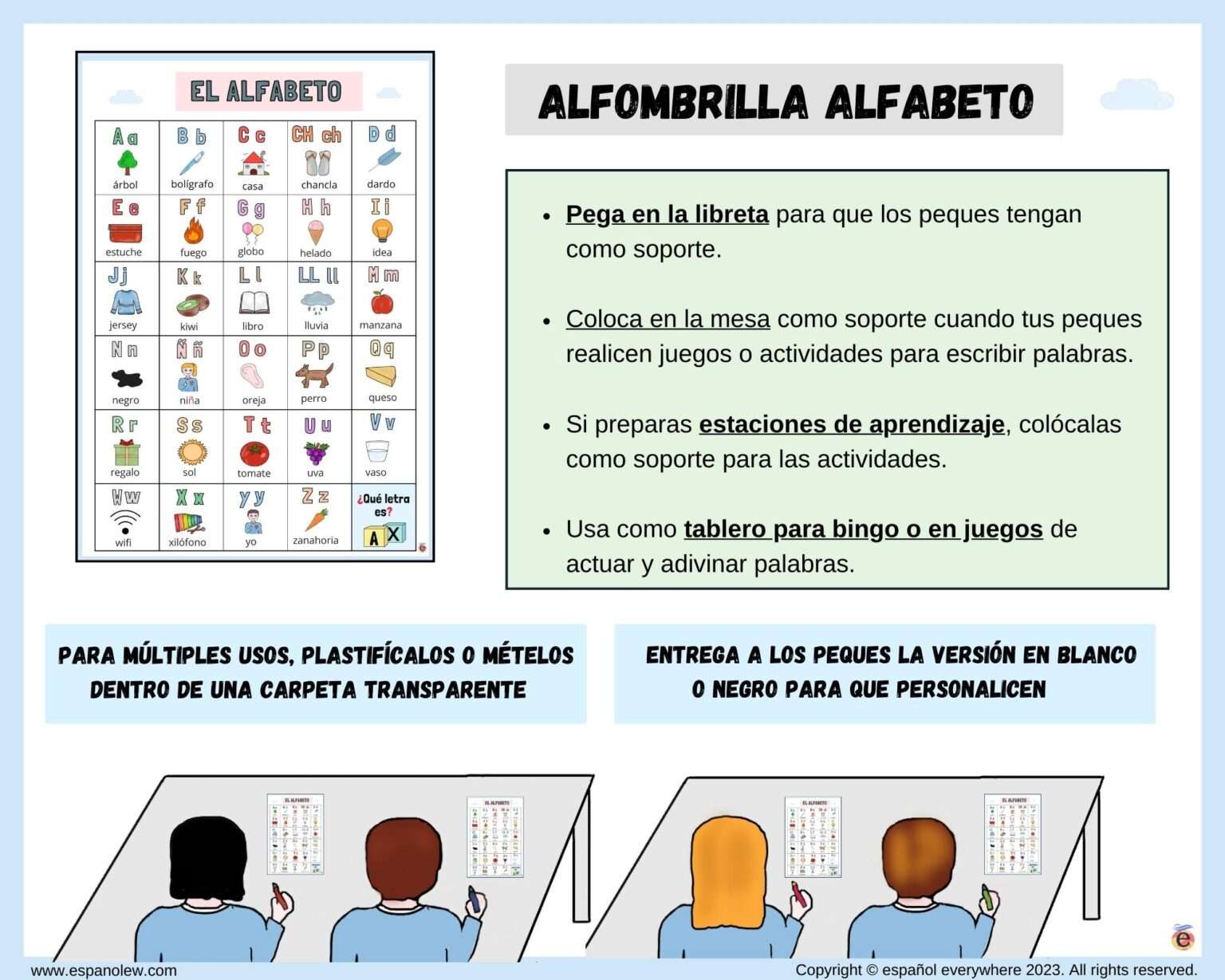 The alphabet in Spanish. El alfabeto en español. Juegos para aprender ...