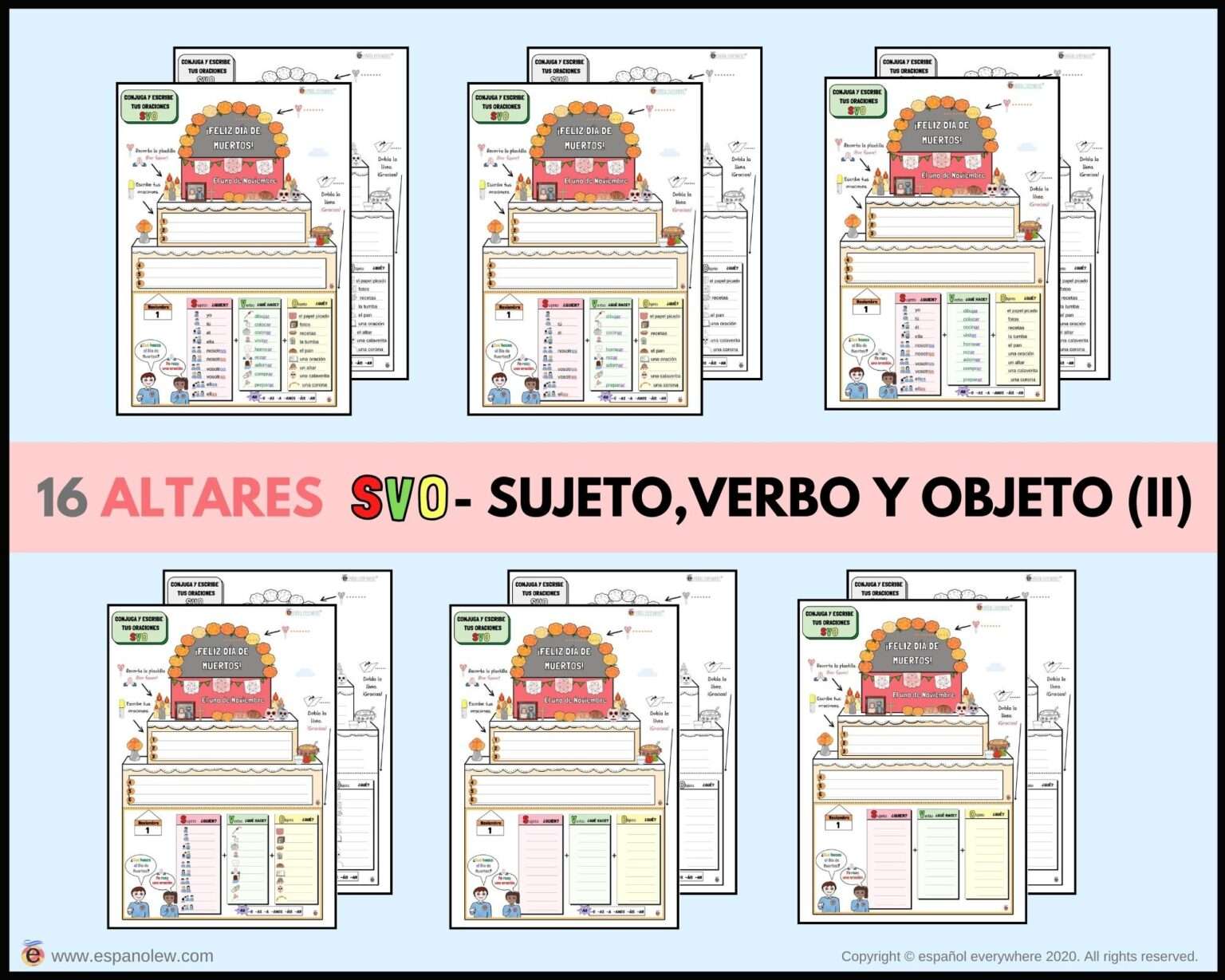 💻 ´Aprende-altares Día de Muertos´- Vocabulario, pronombres, verbos ...