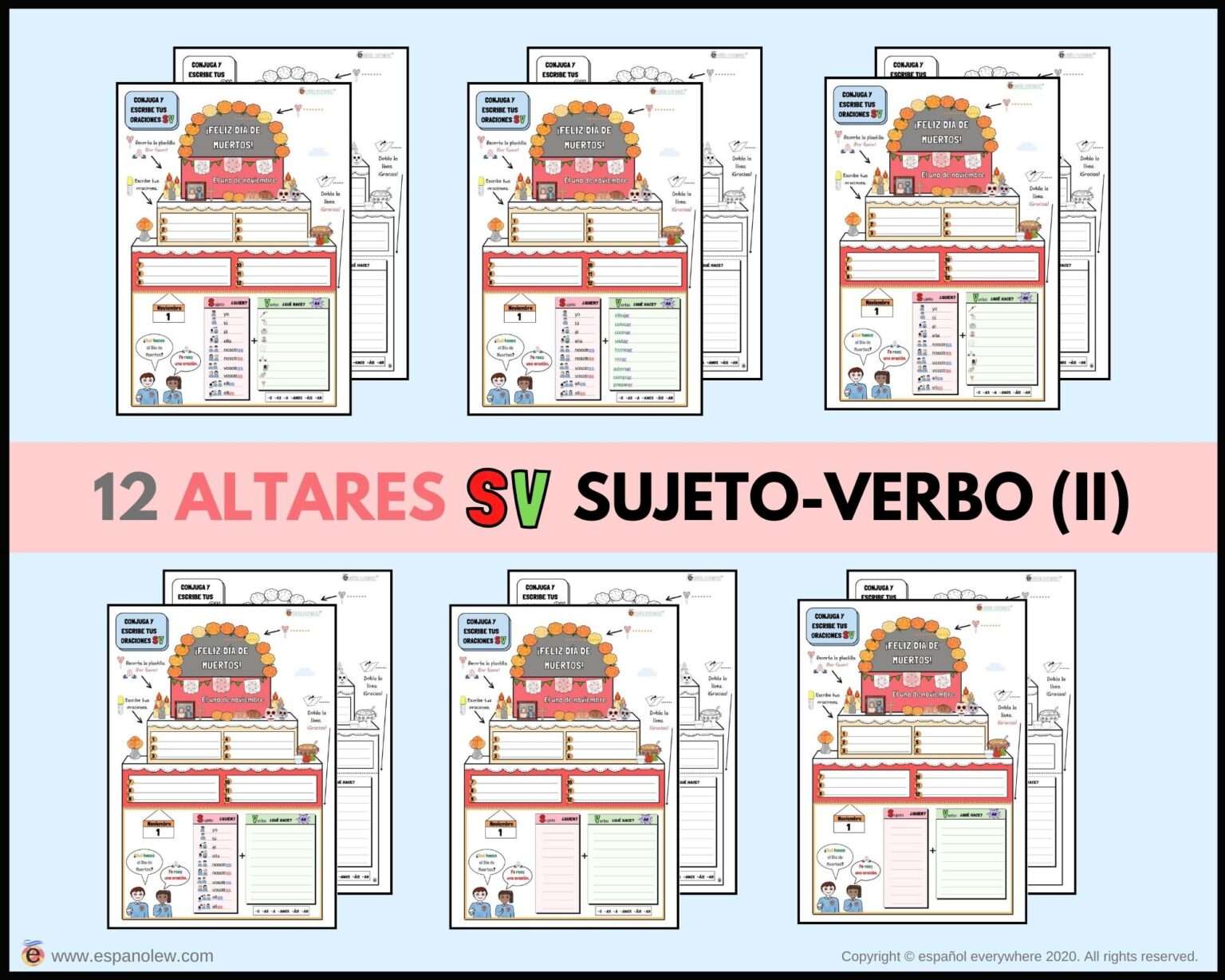 💻 ´Aprende-altares Día de Muertos´- Vocabulario, pronombres, verbos ...