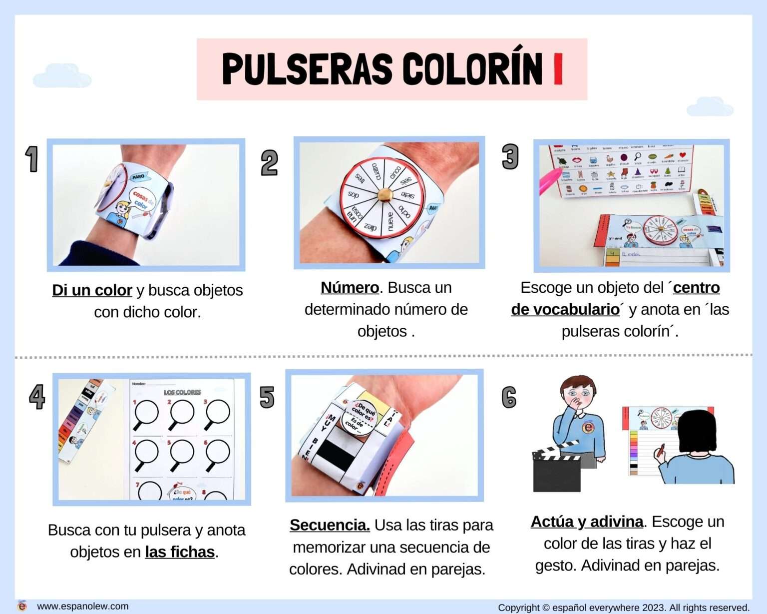 | 🌈´Pulseras Colorín´. Manualidades, Fichas Y Juegos Para Colores Y ...