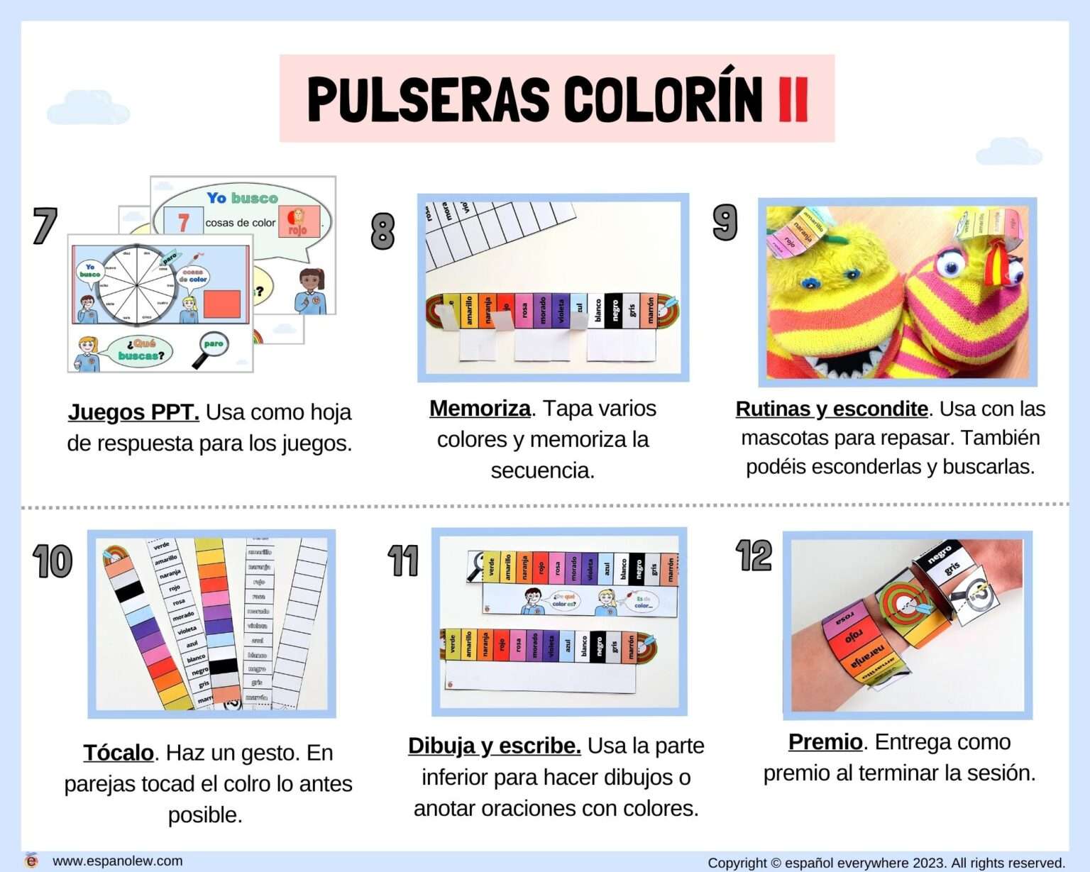 | 🌈´Pulseras Colorín´. Manualidades, Fichas Y Juegos Para Colores Y ...