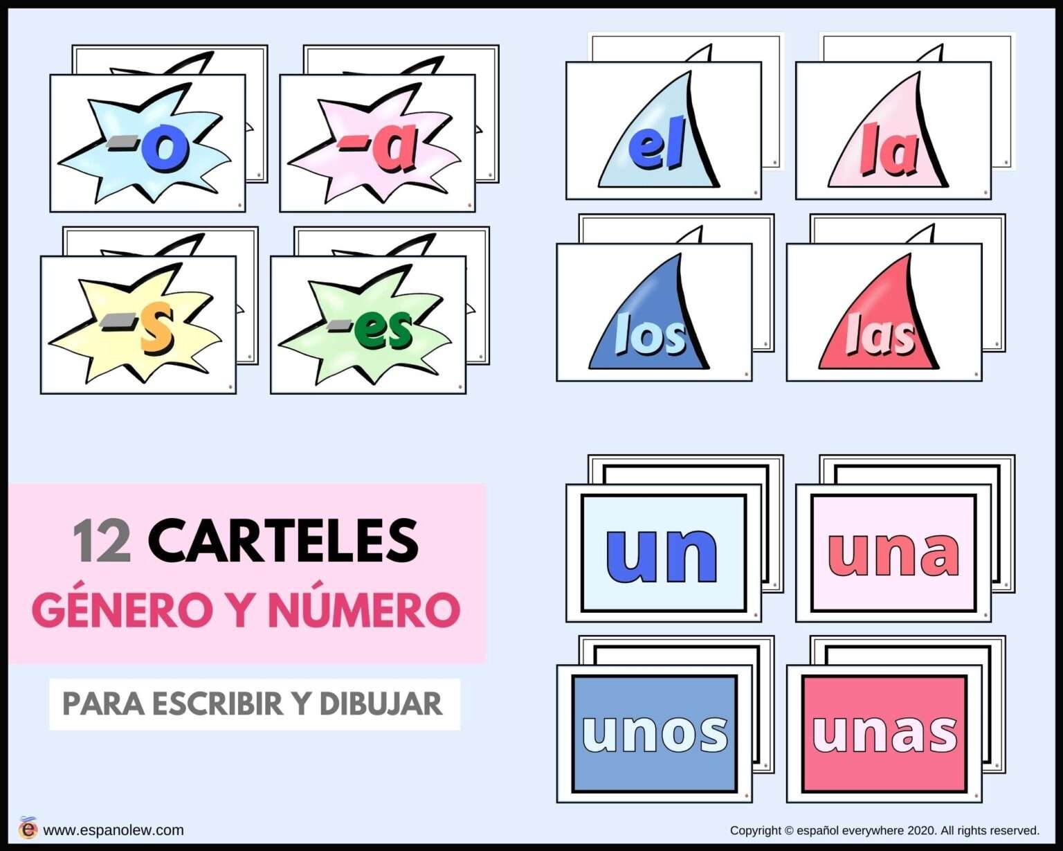 Concordancia género y número. Actividades, jugos y recursos didácticos.