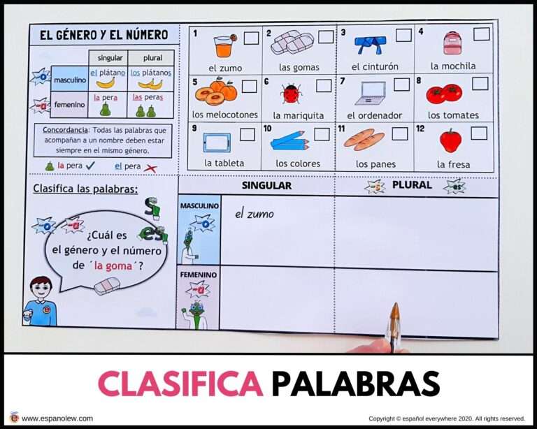 Concordancia género y número en clase de español para niños ...
