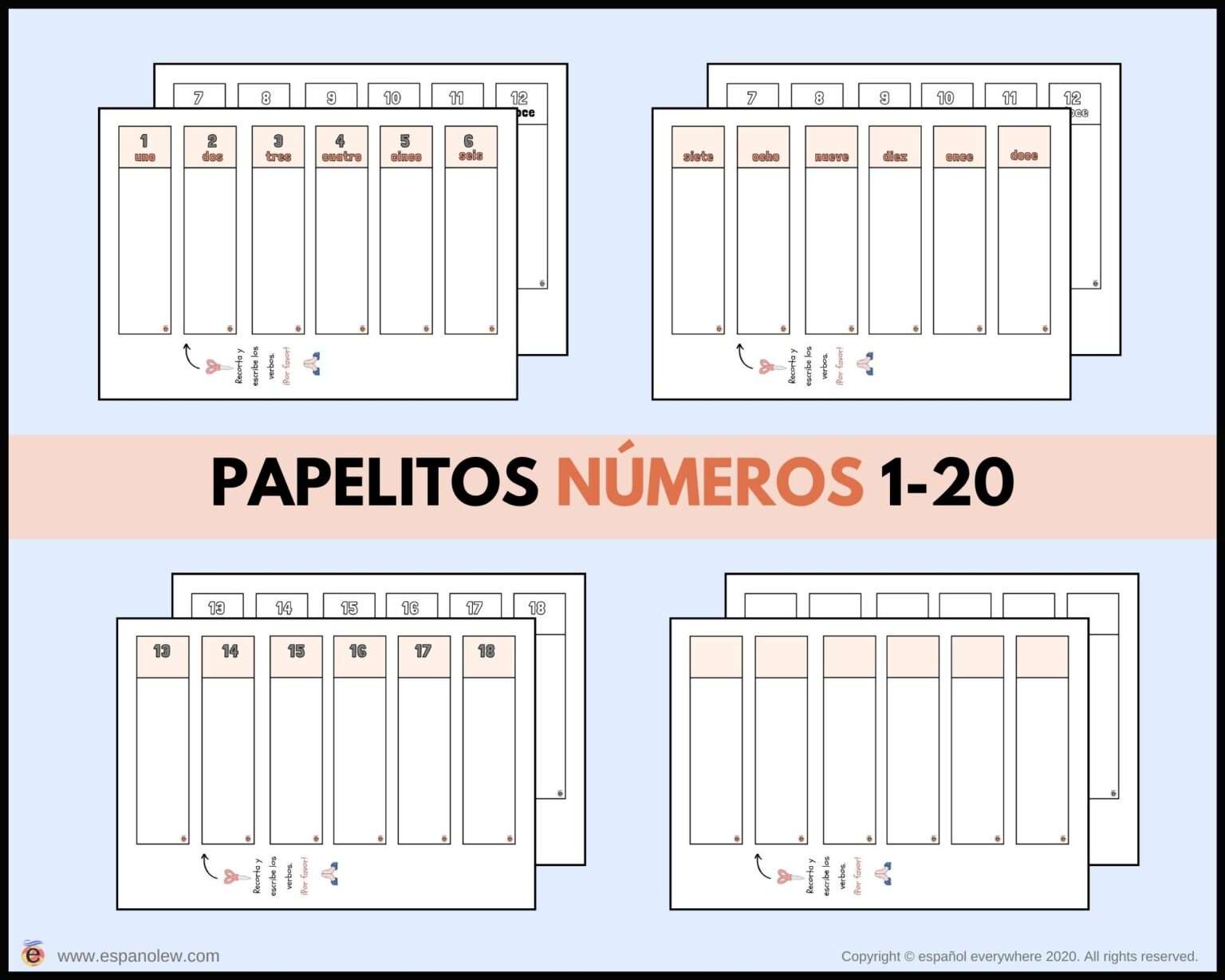 | Concordancia de sustantivos. Números, vocabulario y colores.