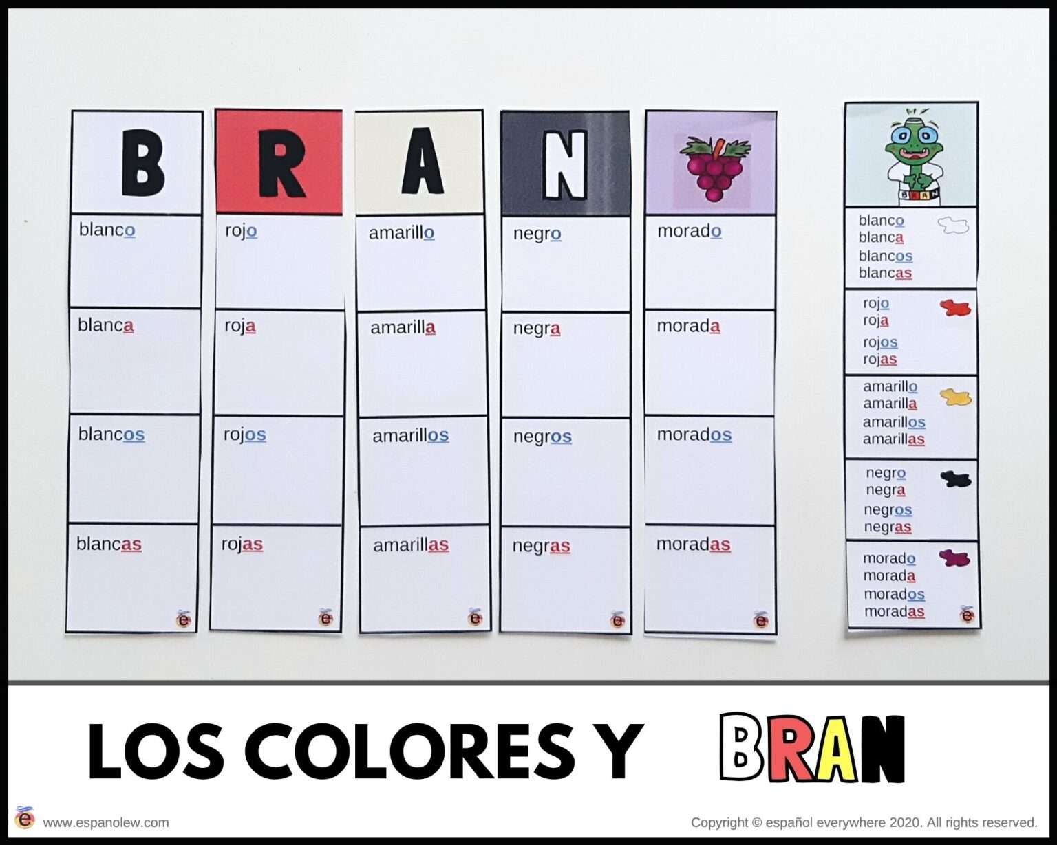 | Concordancia de sustantivos. Números, vocabulario y colores.