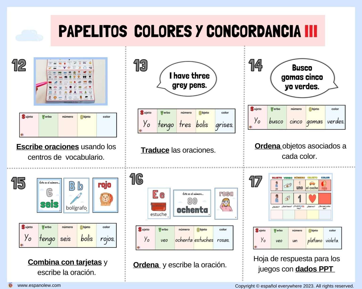 La concordancia de los colores y sustantivos en clase de español ...