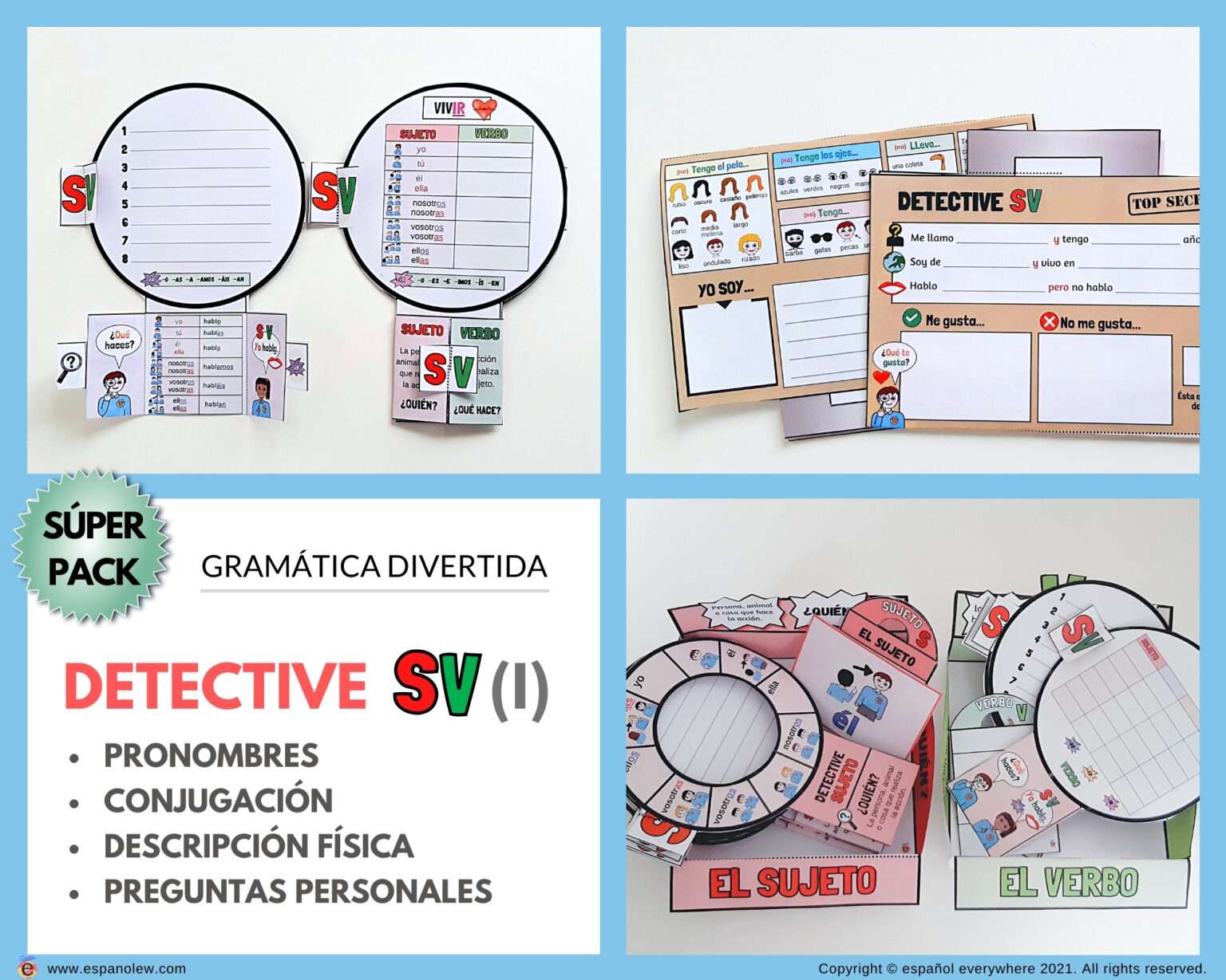 Actividades y juegos de detective para repasar verbos y cualquier tema ...