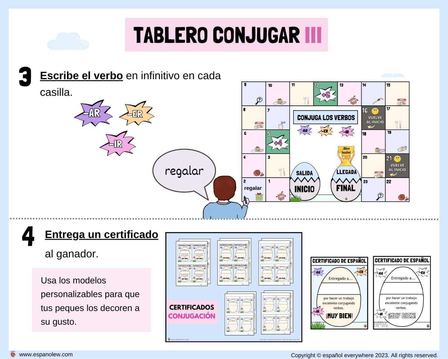 💻Actividades y juegos con verbos. Conjugación española.