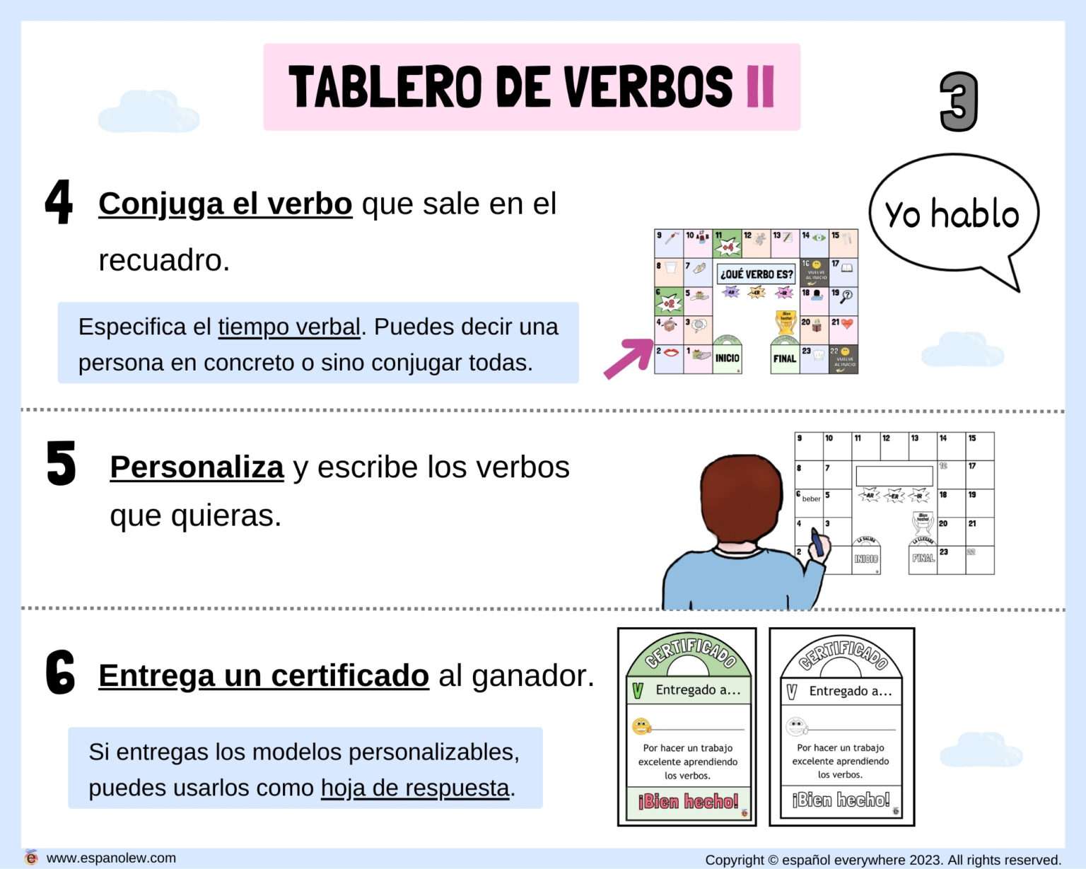 Juego de mesa con verbos. Cómo enseñar los verbos en clase de español ...