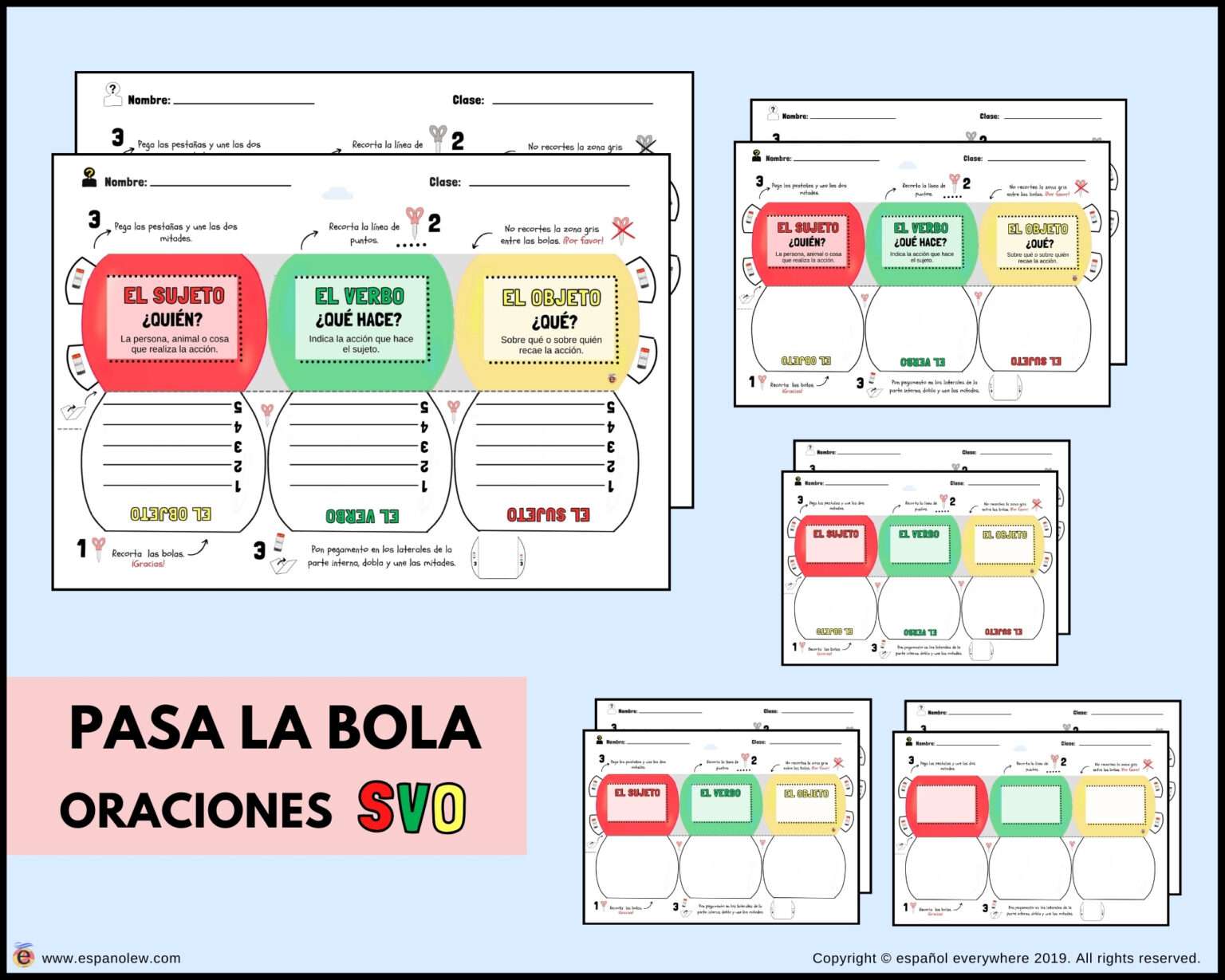 Juegos con las partes de la oración. Cómo formar oraciones en clase de ...