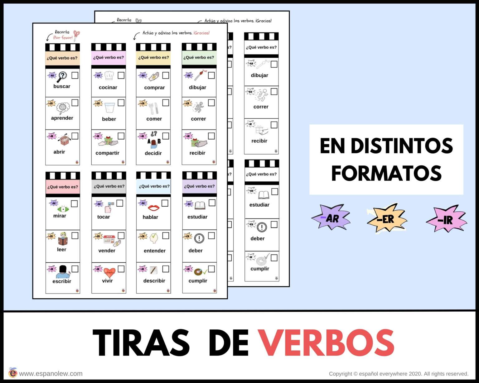 💻 ´Cuelga-verbos I´- Actividades, juegos y minilibros con verbos.