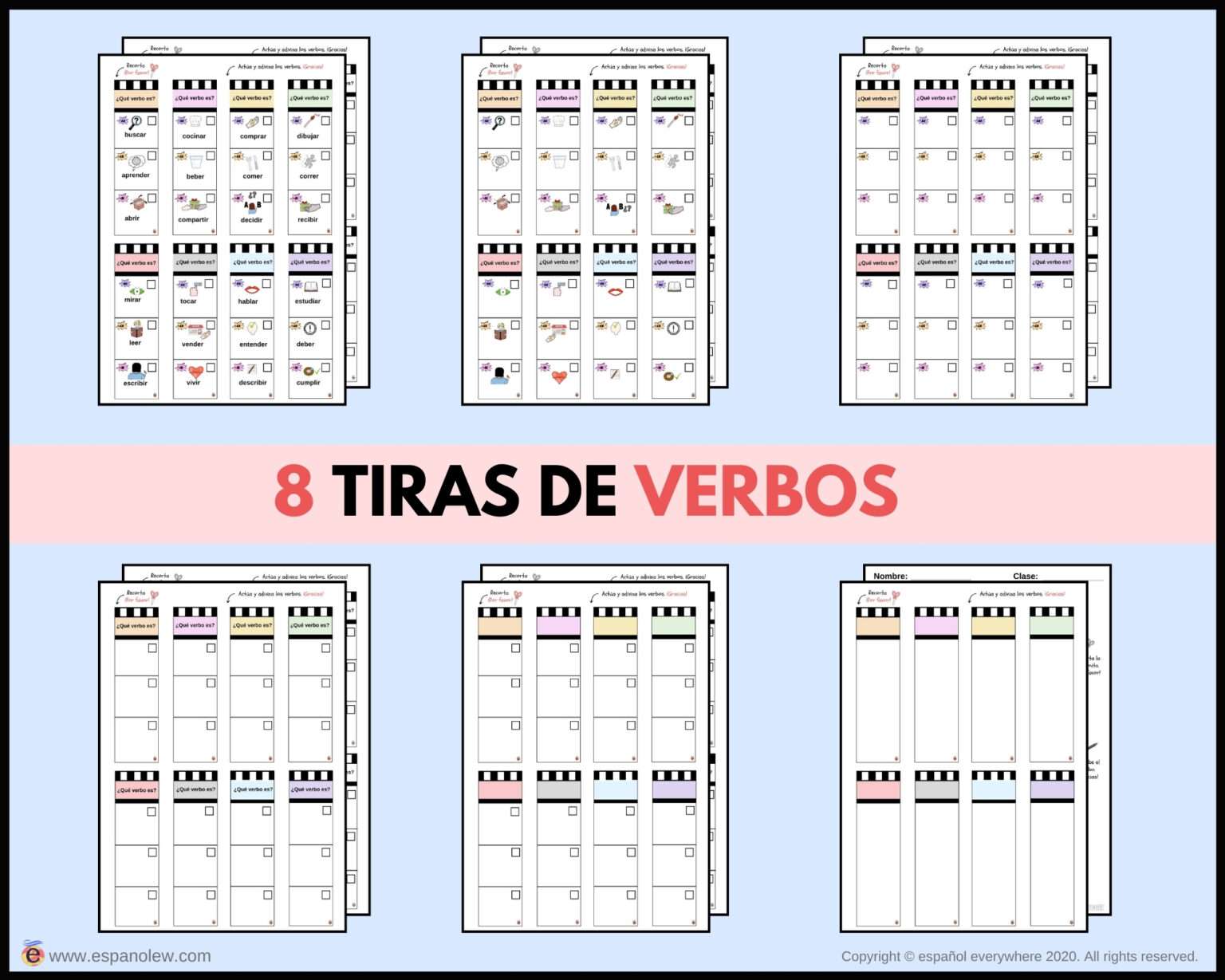 💻 ´Cuelga-verbos I´- Actividades, juegos y minilibros con verbos.