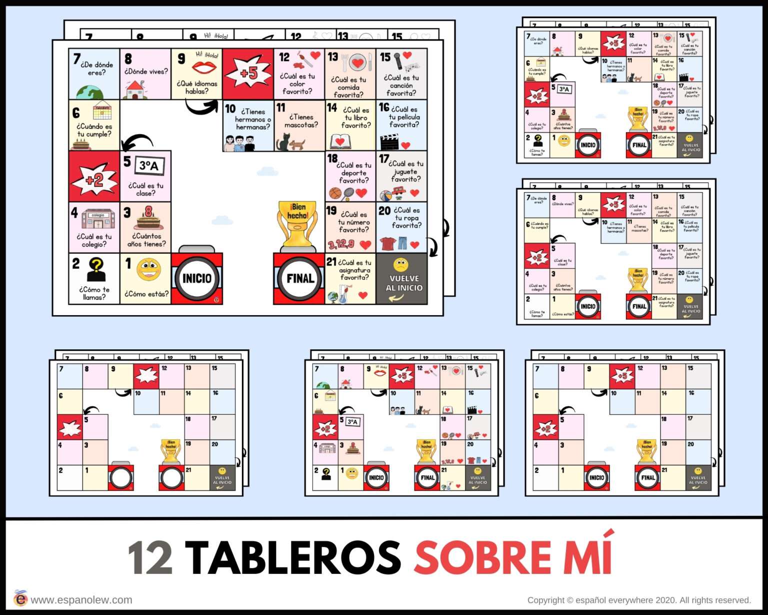 Tableros de juego para presentarse. Todo sobre mí. Ideas para la vuelta ...