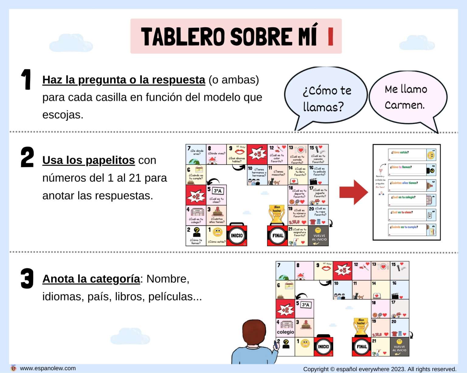 Tableros de juego para presentarse. Todo sobre mí. Ideas para la vuelta ...