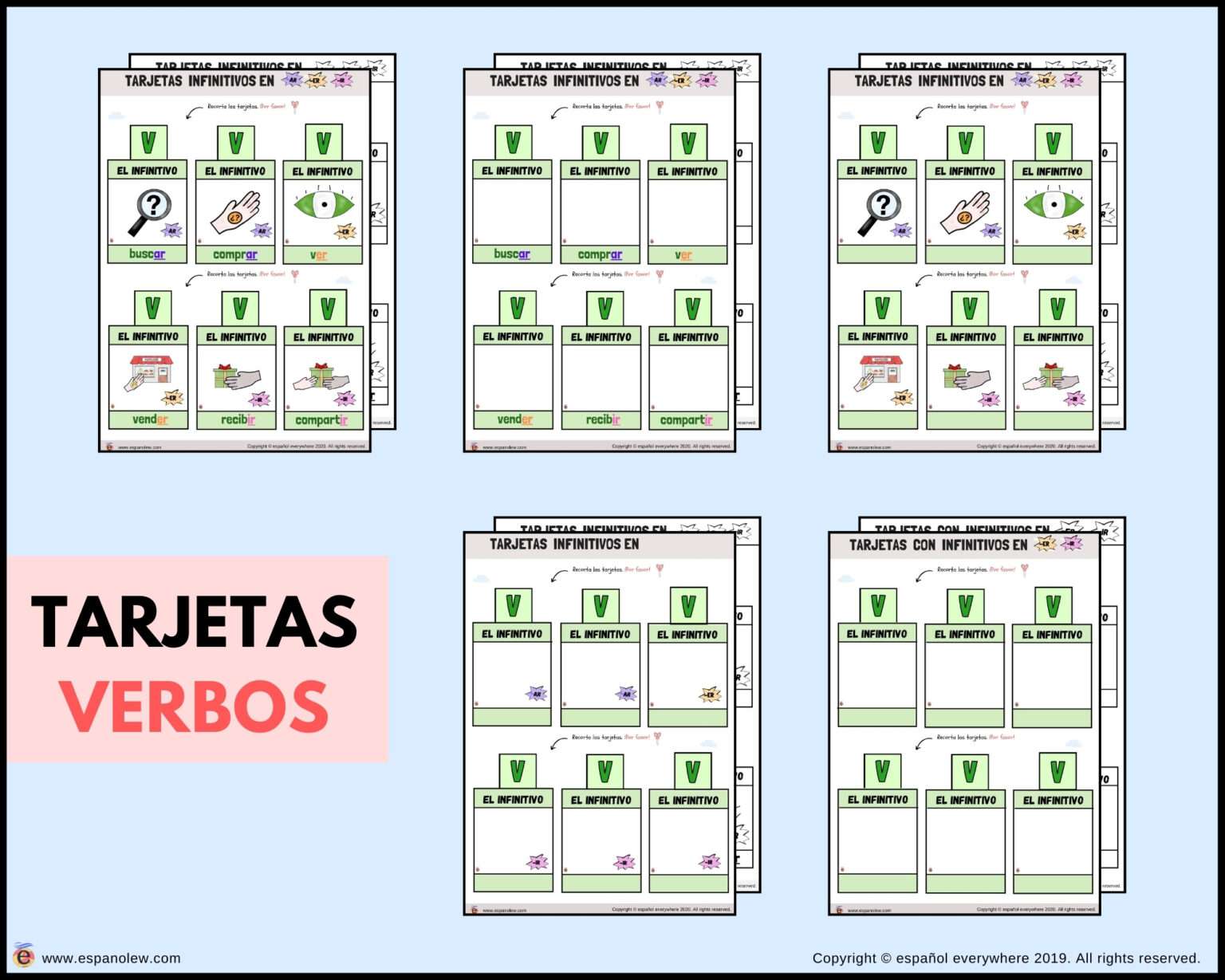 Tarjetas con verbos para jugar en clase de español con niños. Cómo ...