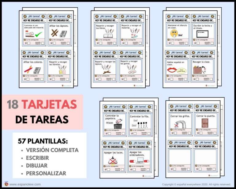 Tarjetas de tareas para la clase de español. Encargados en clase. Ideas ...