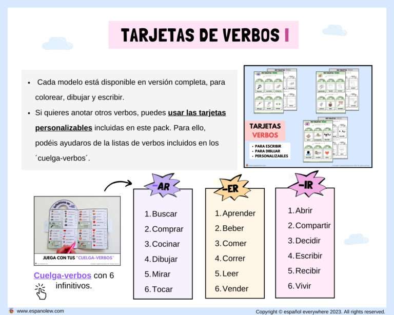 Tarjetas de verbos. Actividades y juegos para aprender lso verbos en ...
