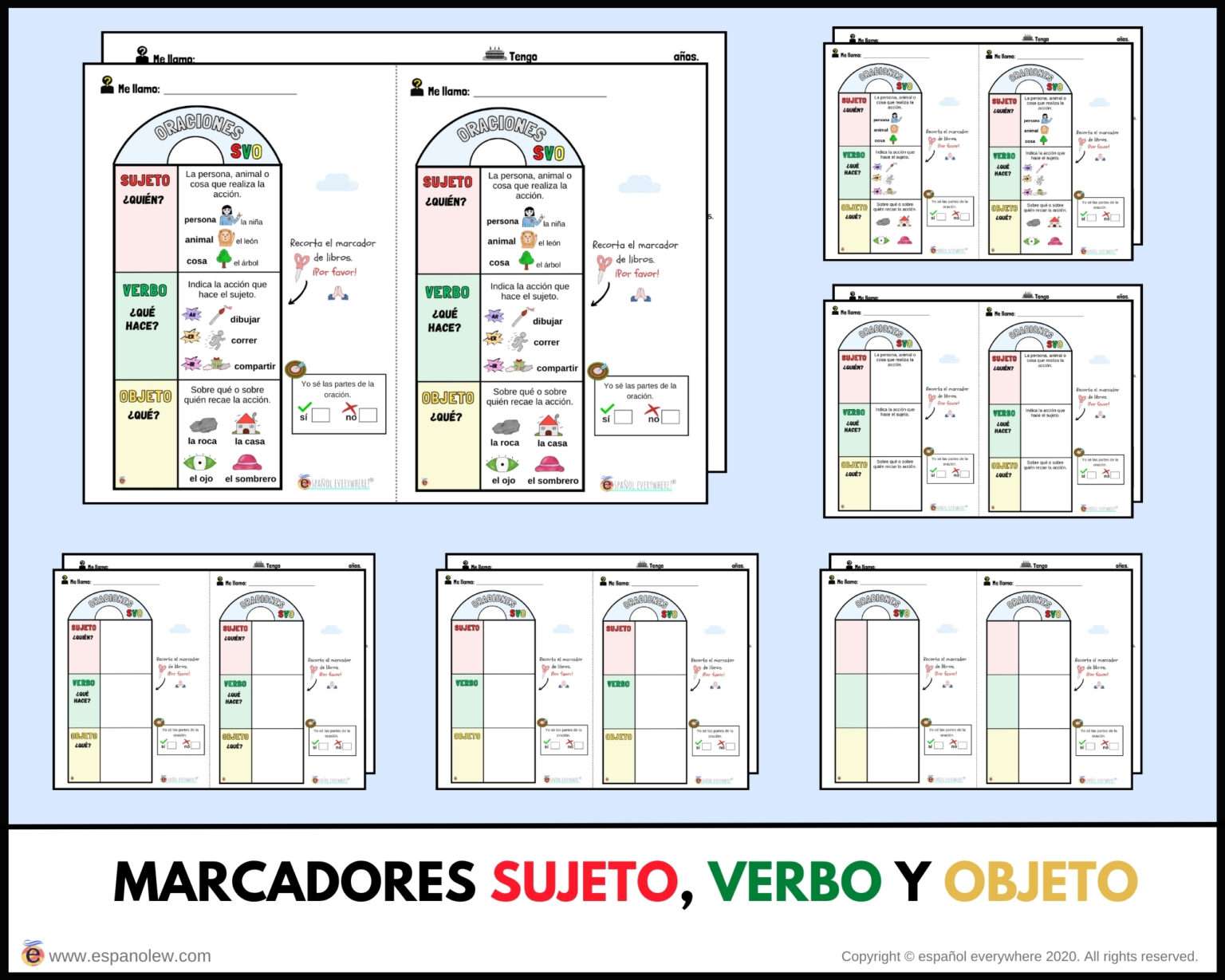 Marcadores con partes de la oración. Sujeto, verbo y objeto. Cómo ...