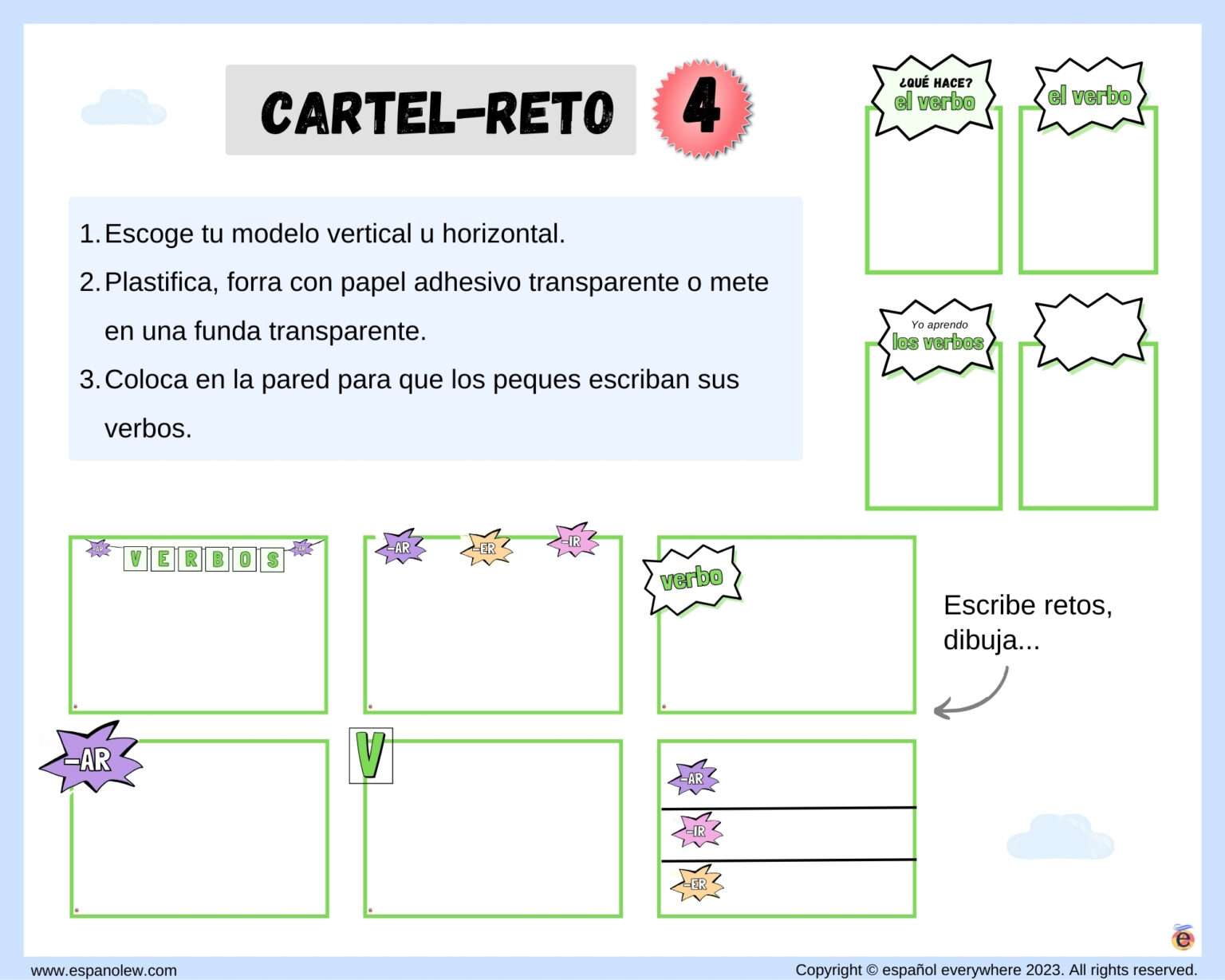 Murales y decoraciones con verbos. Decoraciones para clase. Los vebos ...