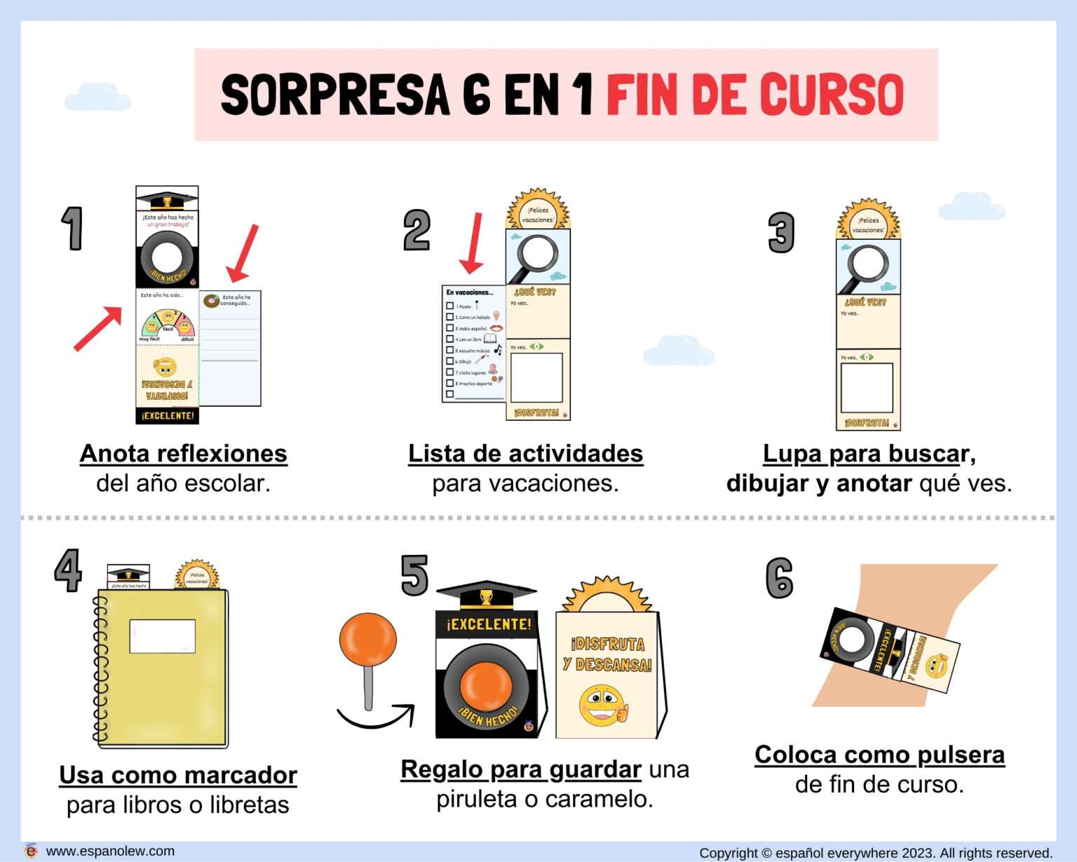 💻 Actividades para FIN DE CURSO- 🎉Certificados, claquetas, fichas y juegos