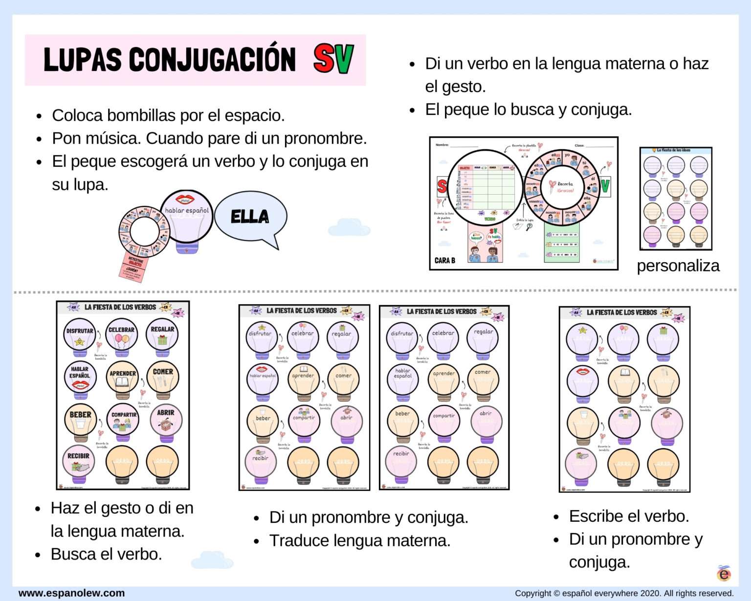 Actividades de repaso. Vocabulario, verbos y conjugación. Fiesta fin de ...