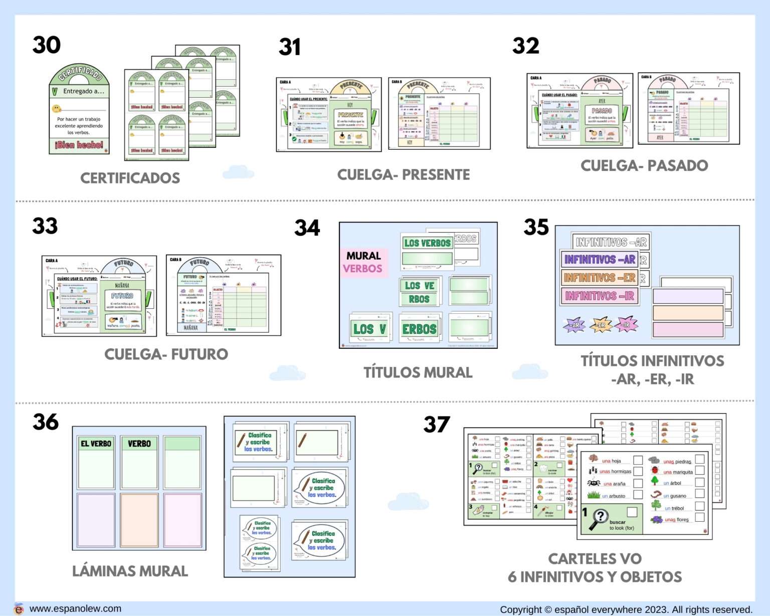 Actividades y juegos con verbos y conjugación. Gramática y partes de la ...