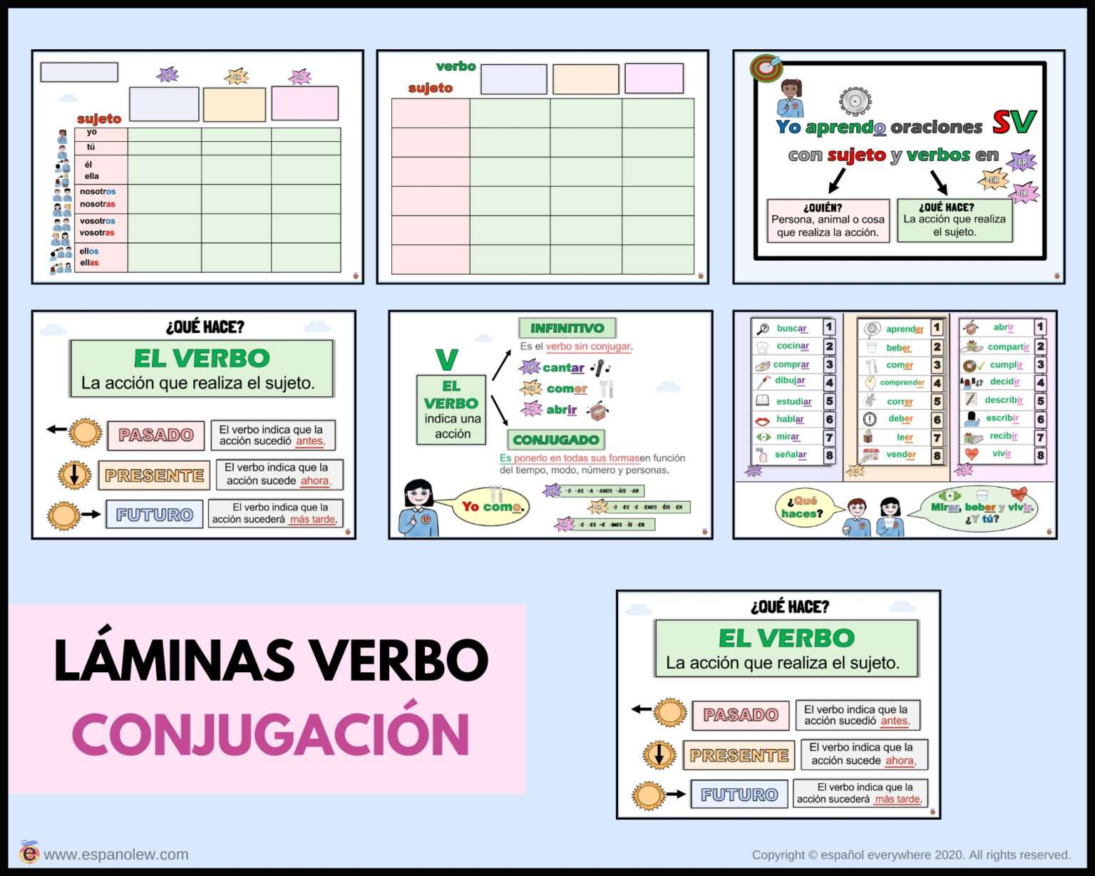 💻 ´Cuelga-verbos II´- Actividades, juegos y minilibros con verbos.