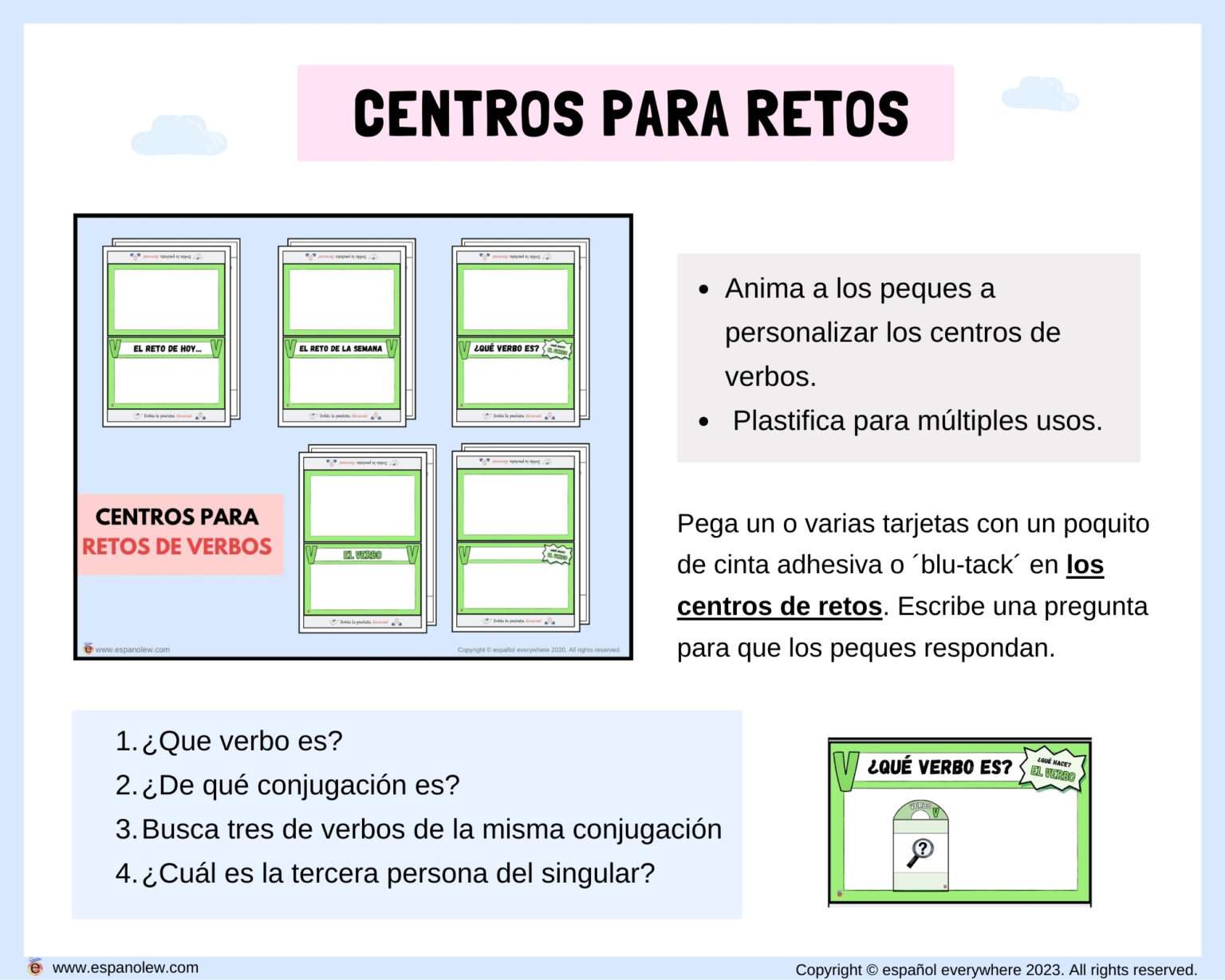 Actividades y juegos con verbos y conjugación. Gramática y partes de la ...