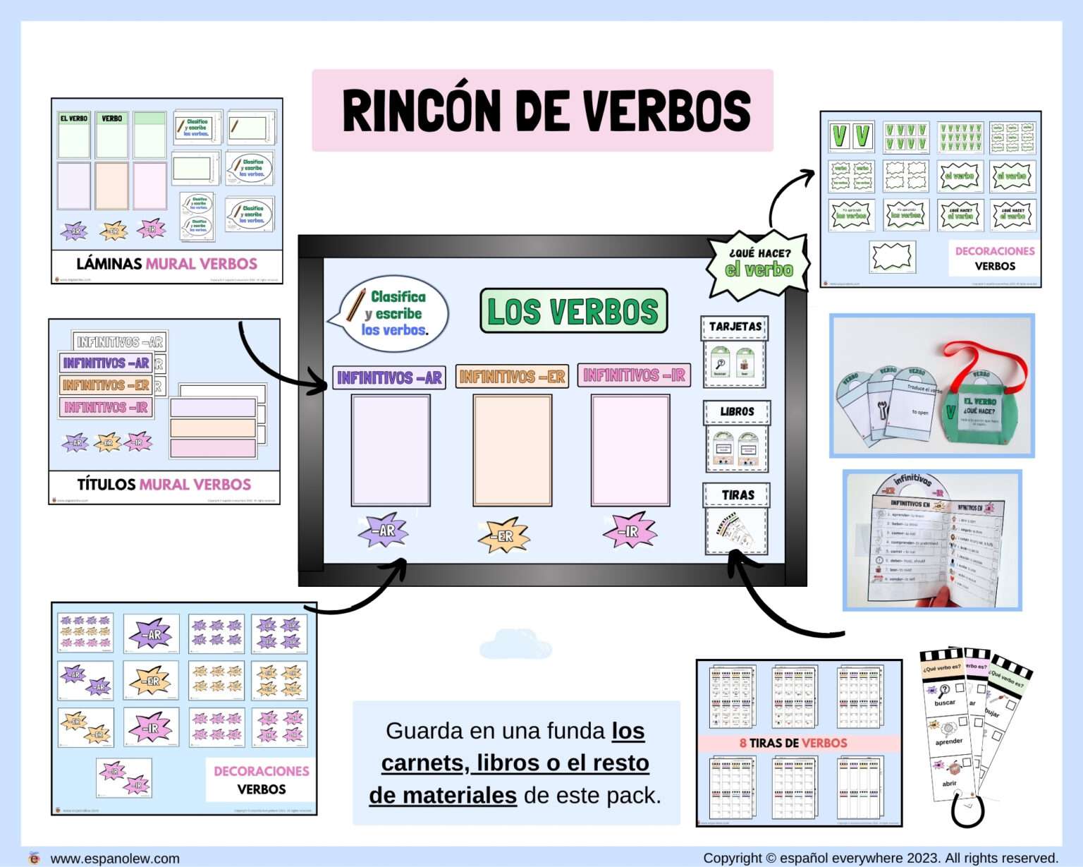 💻 ´Cuelga-verbos I´- Actividades, juegos y minilibros con verbos.