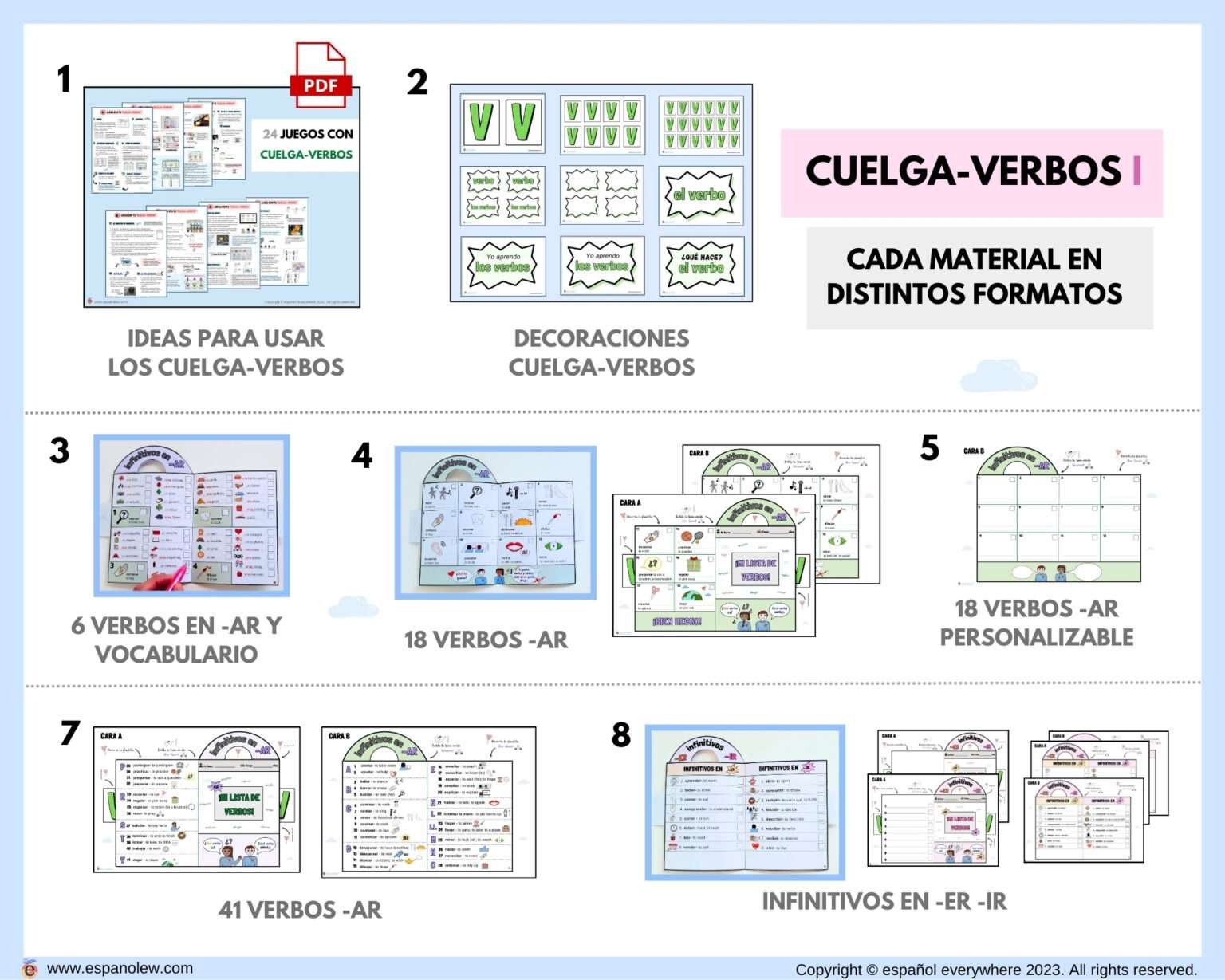 Actividades y juegos con verbos y conjugación. Gramática y partes de la ...