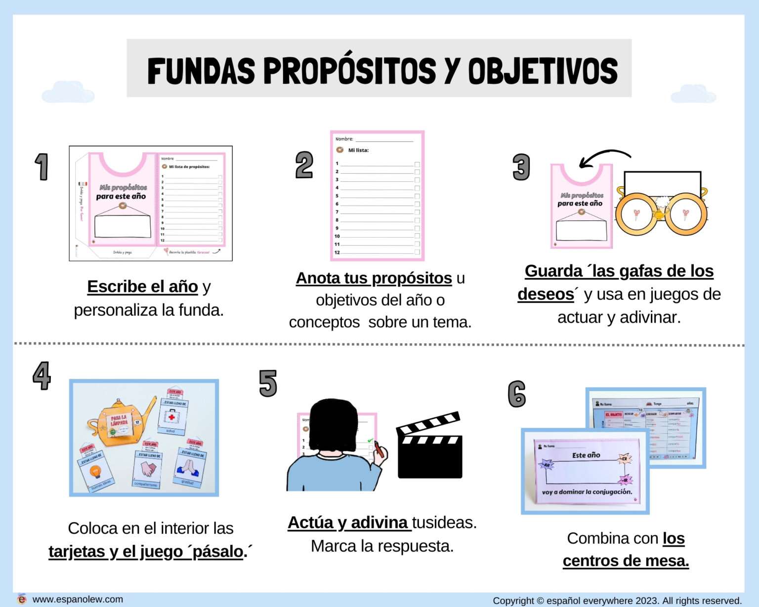 Juegos y actividades de repaso. Propósitos de Año Nuevo. Ideas para la ...