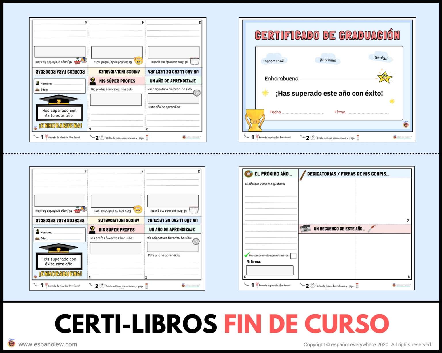 💻 Actividades para FIN DE CURSO- 🎉Certificados, claquetas, fichas y juegos