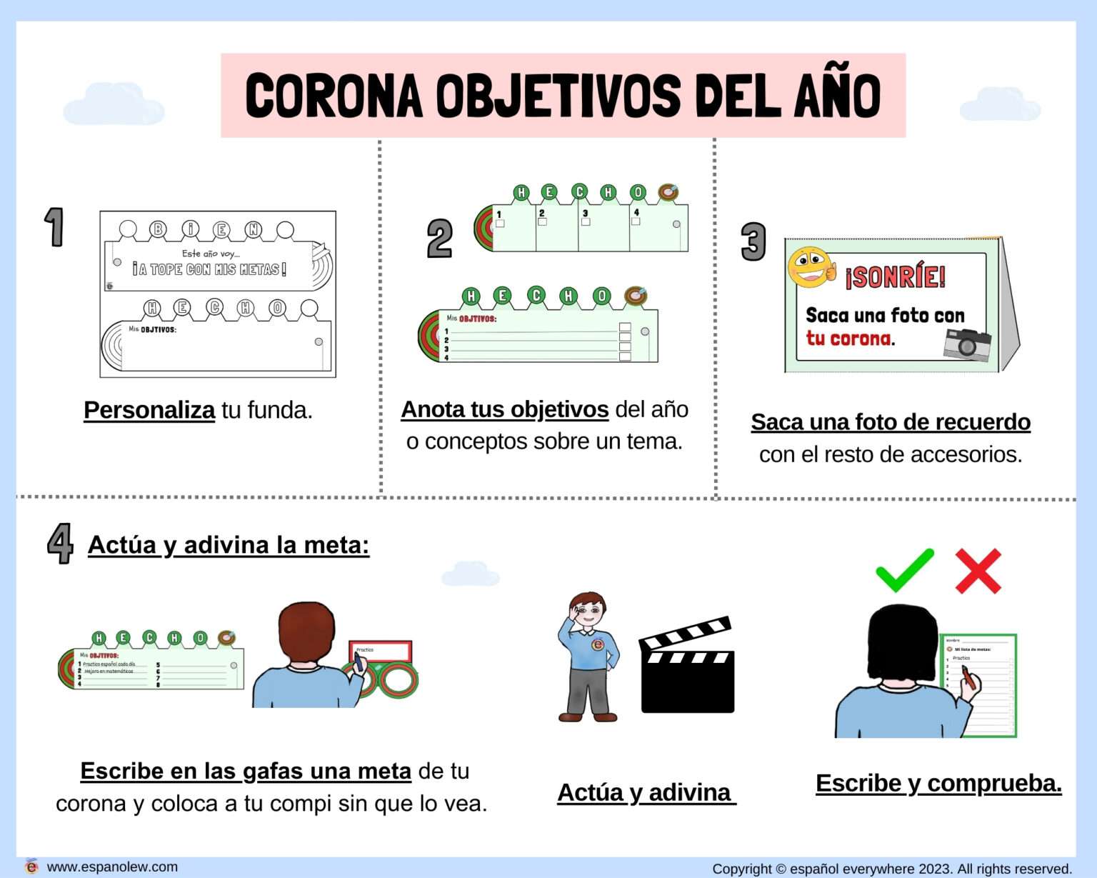 Objetivos del año. Actividaes para la vuelta al cole. Mis metas y ...